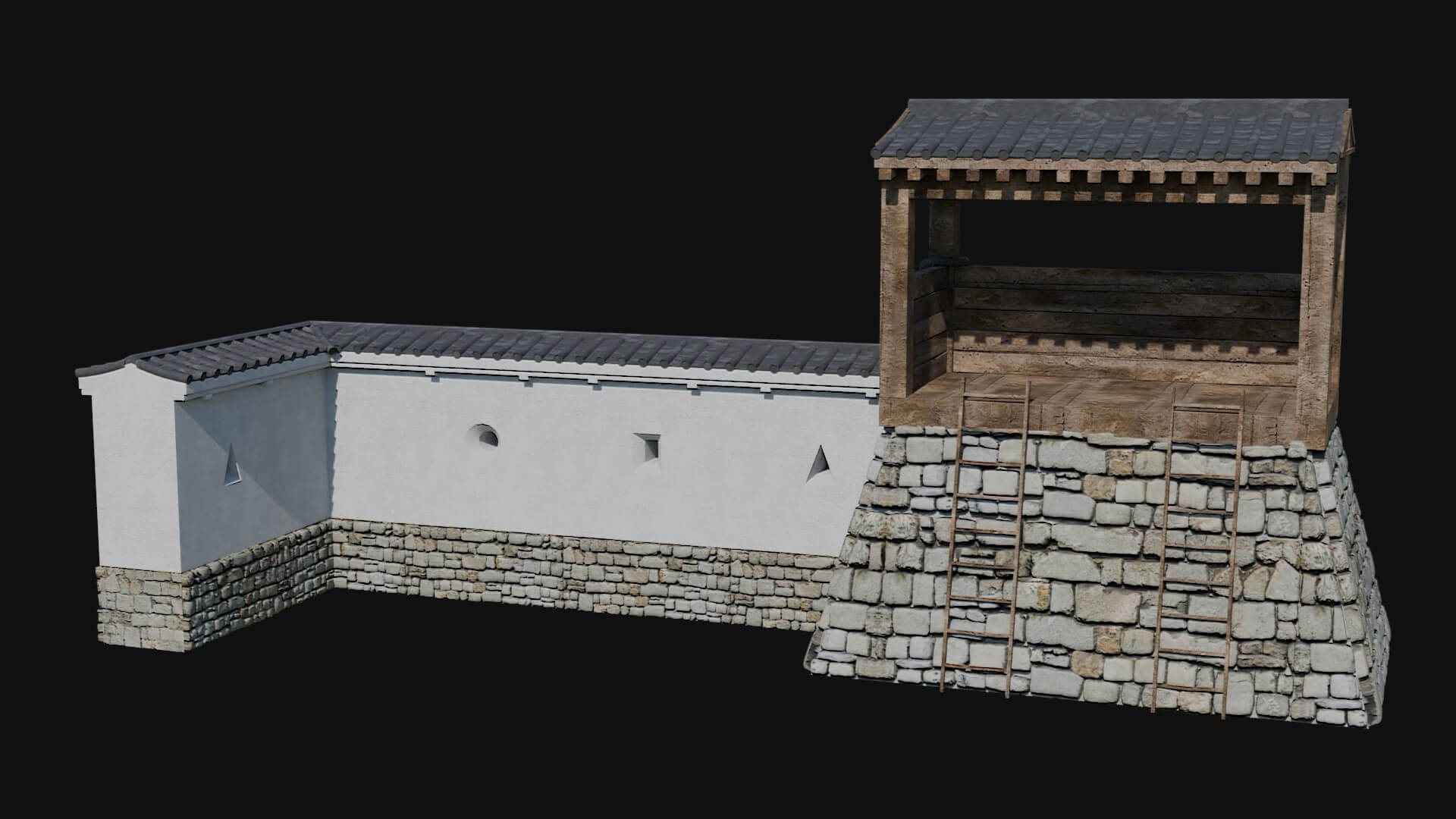 Modular Japanese Feudal Walls Collection - 3D Model by Enterables