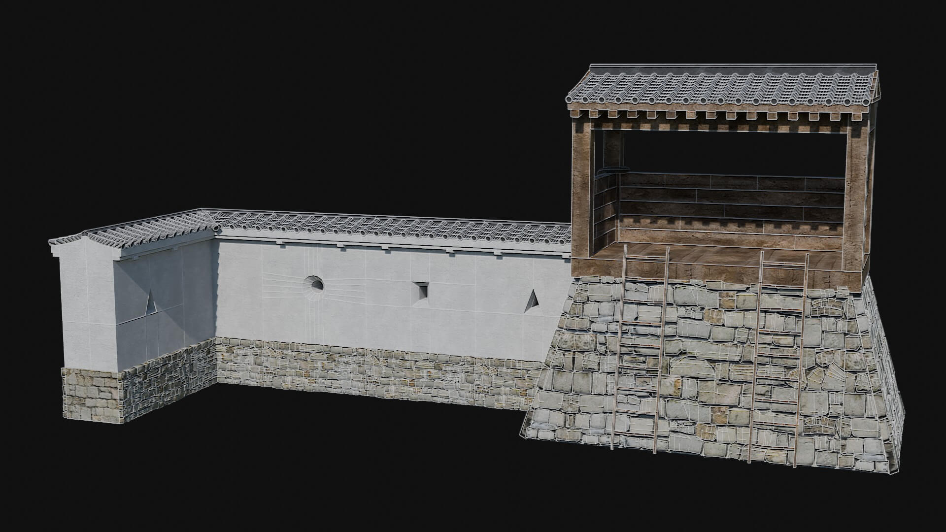 Modular Japanese Feudal Walls Collection - 3D Model by Enterables
