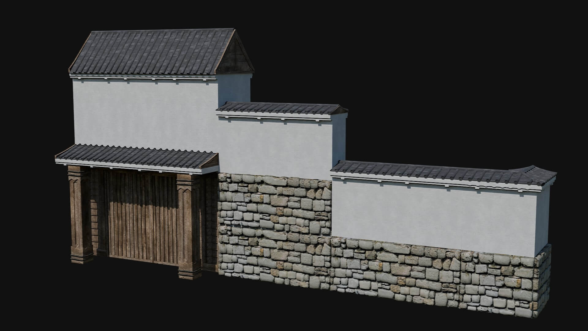 Modular Japanese Feudal Walls Collection - 3D Model by Enterables