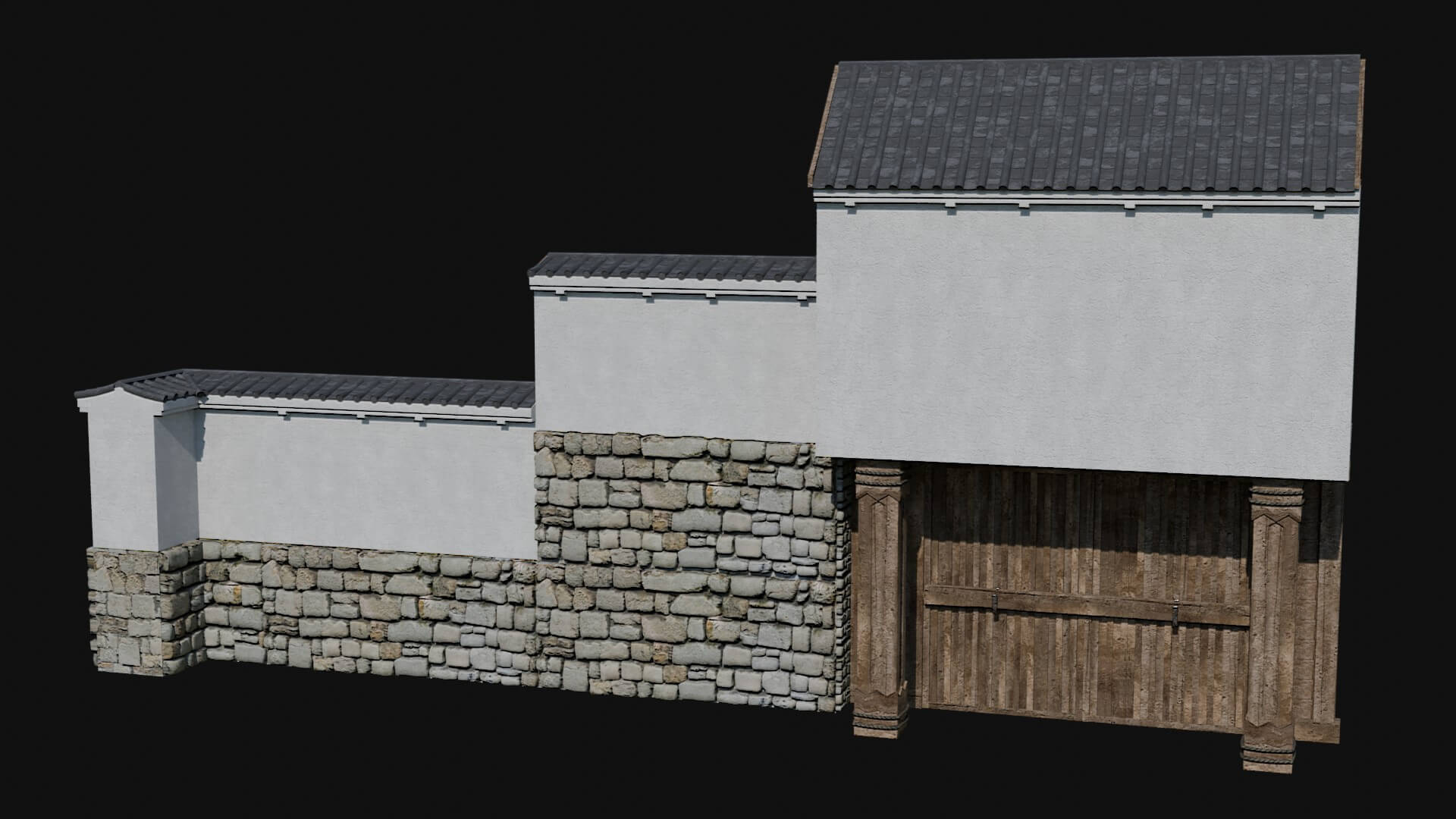 Modular Japanese Feudal Walls Collection - 3D Model by Enterables