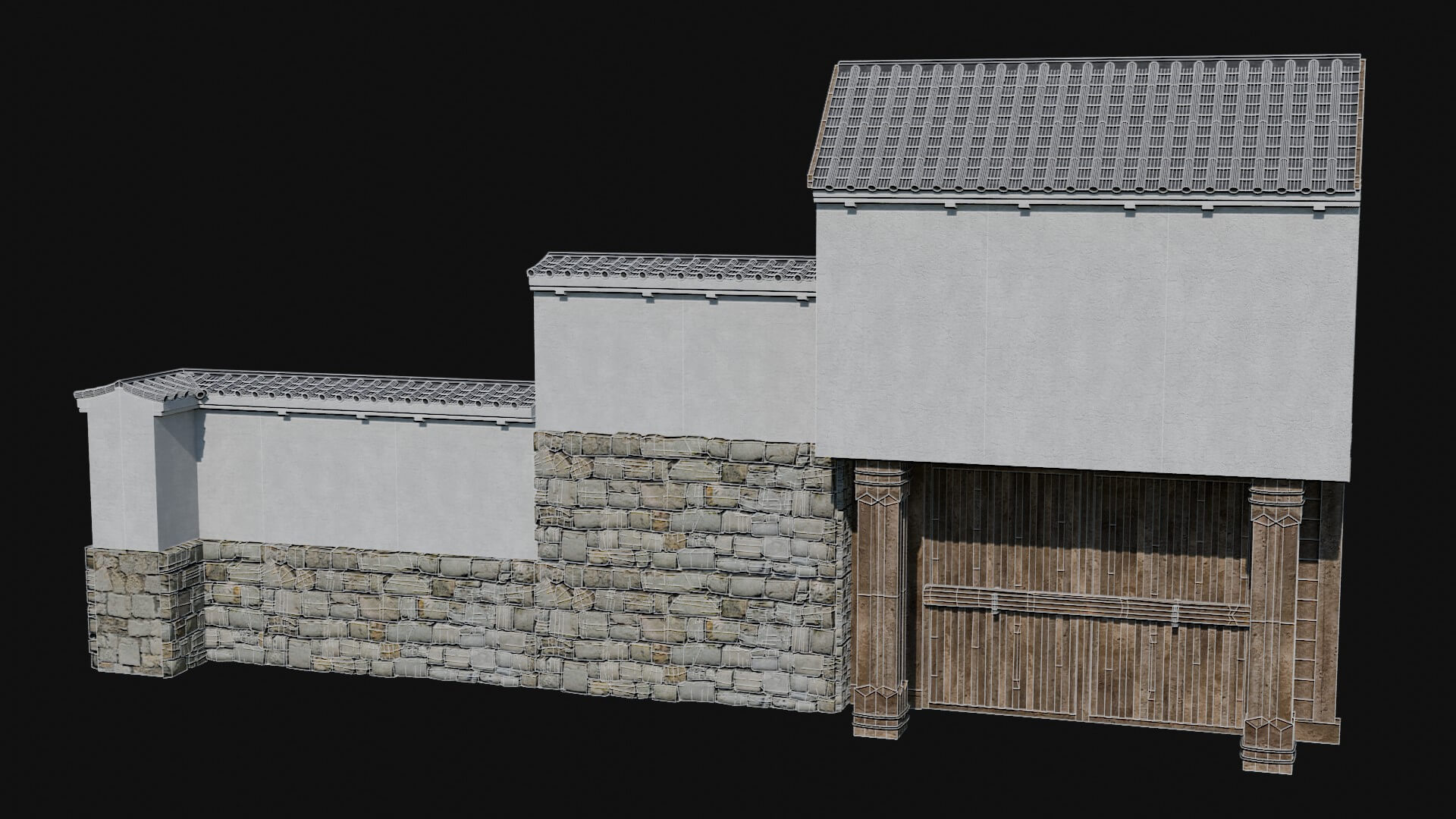 Modular Japanese Feudal Walls Collection - 3D Model by Enterables