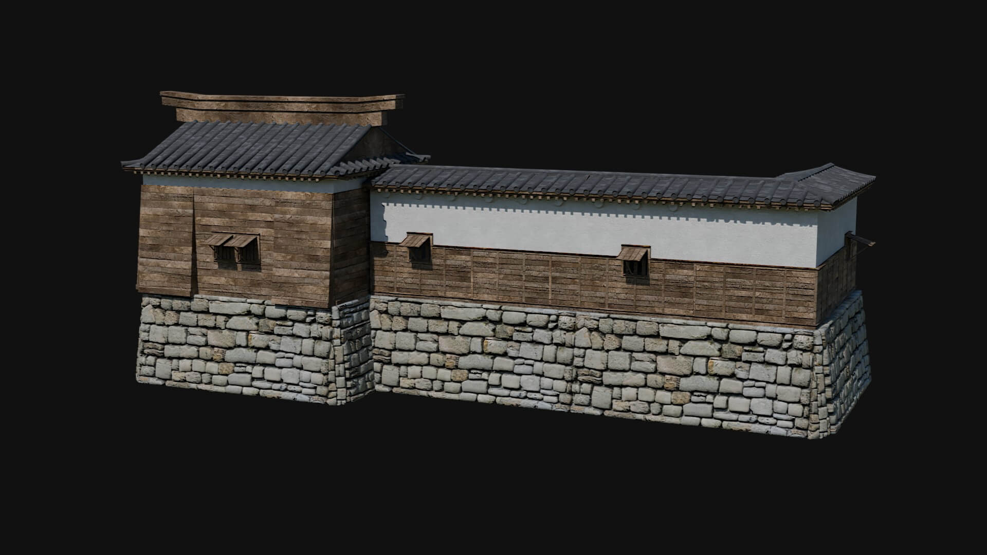 Modular Japanese Feudal Walls Collection - 3D Model by Enterables