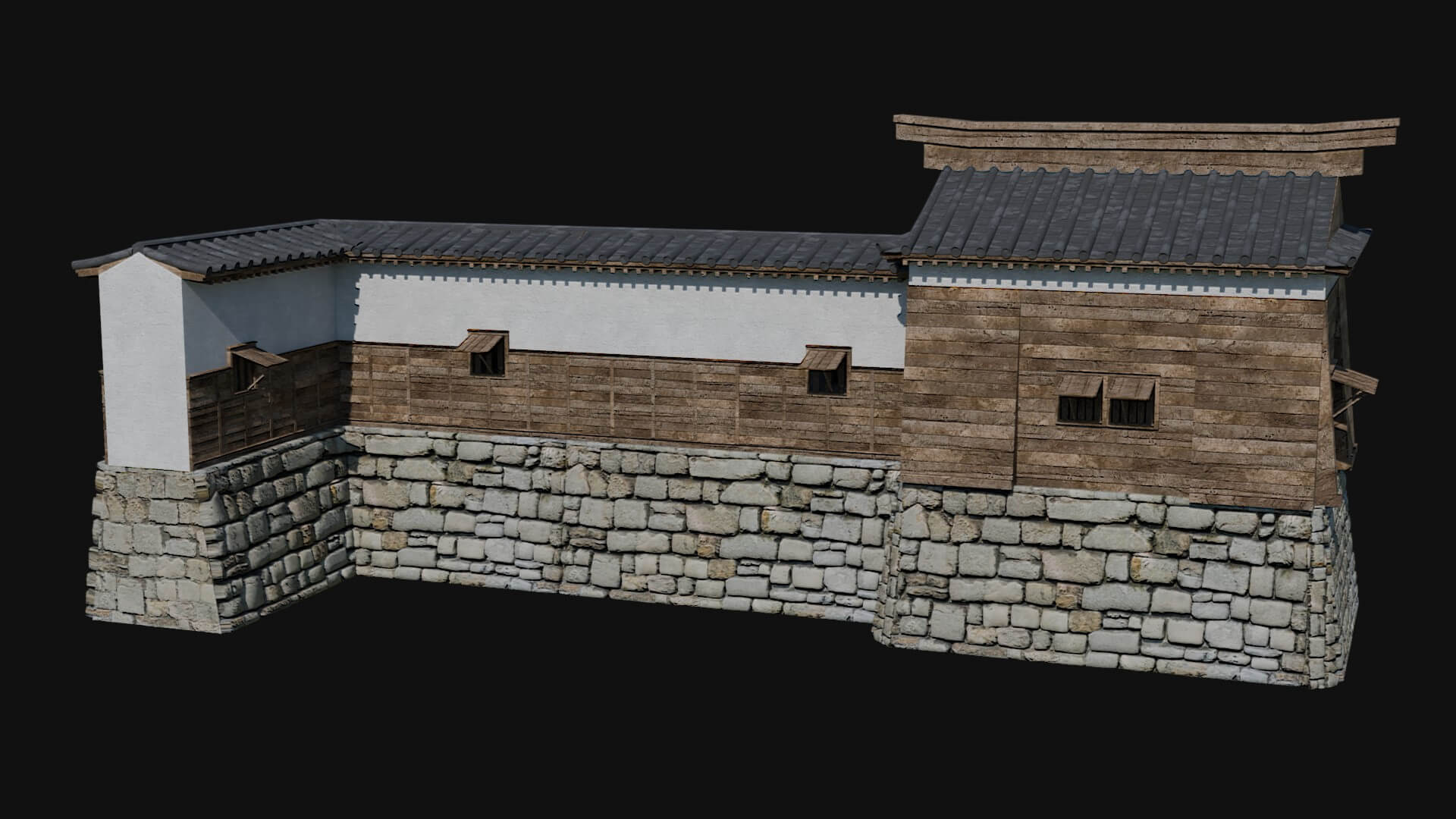 Modular Japanese Feudal Walls Collection - 3D Model by Enterables