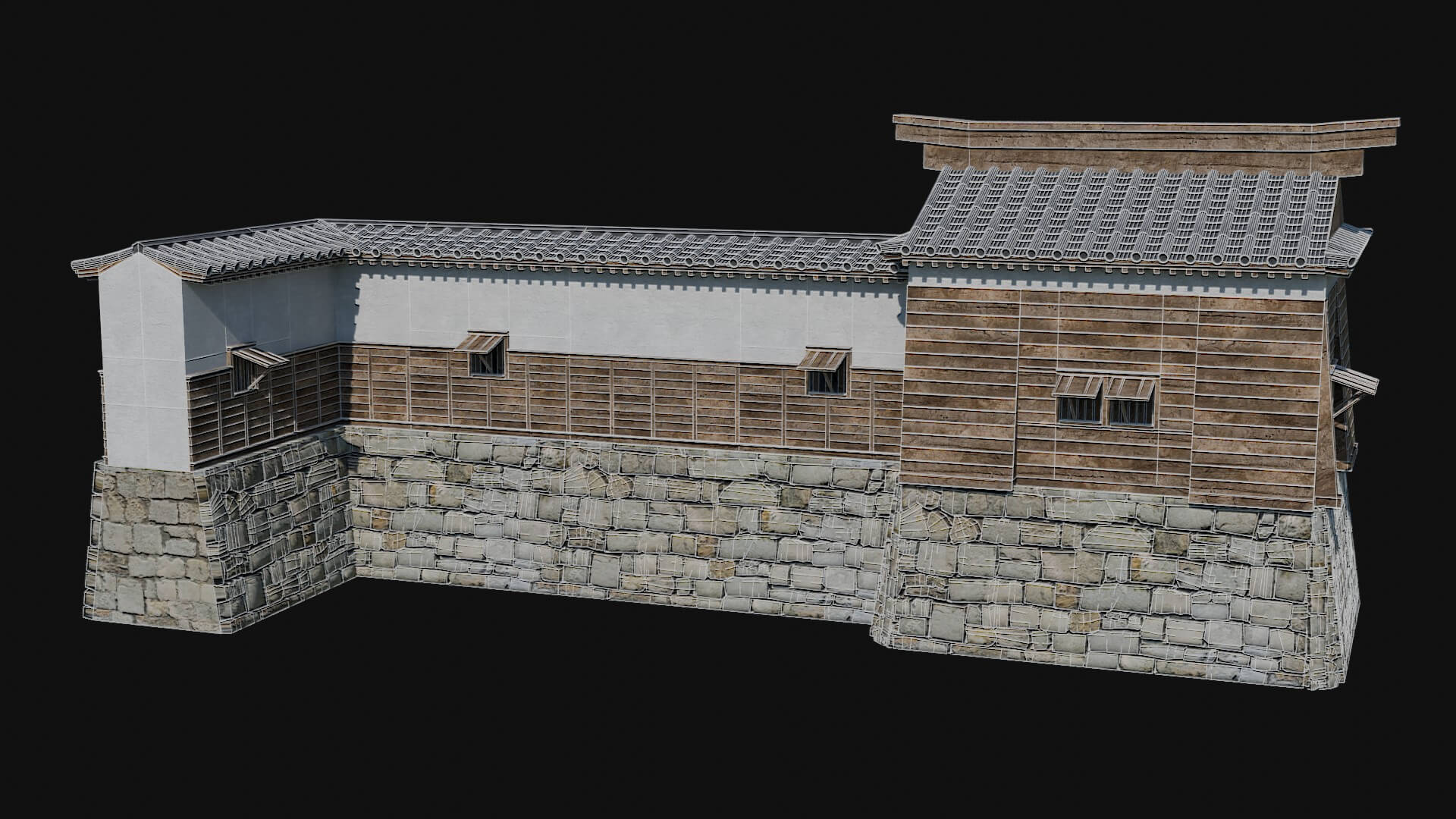 Modular Japanese Feudal Walls Collection - 3D Model by Enterables