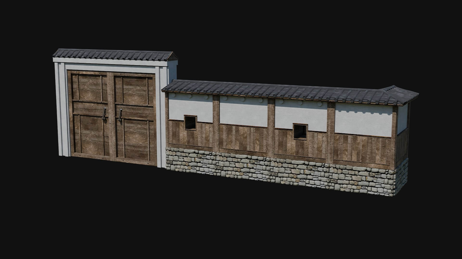 Modular Japanese Feudal Walls Collection - 3D Model by Enterables