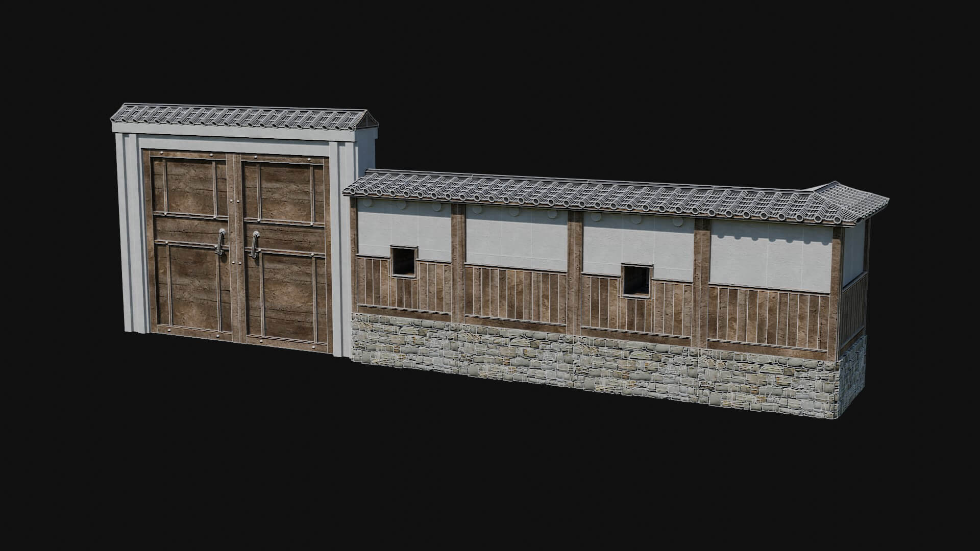 Modular Japanese Feudal Walls Collection - 3D Model by Enterables
