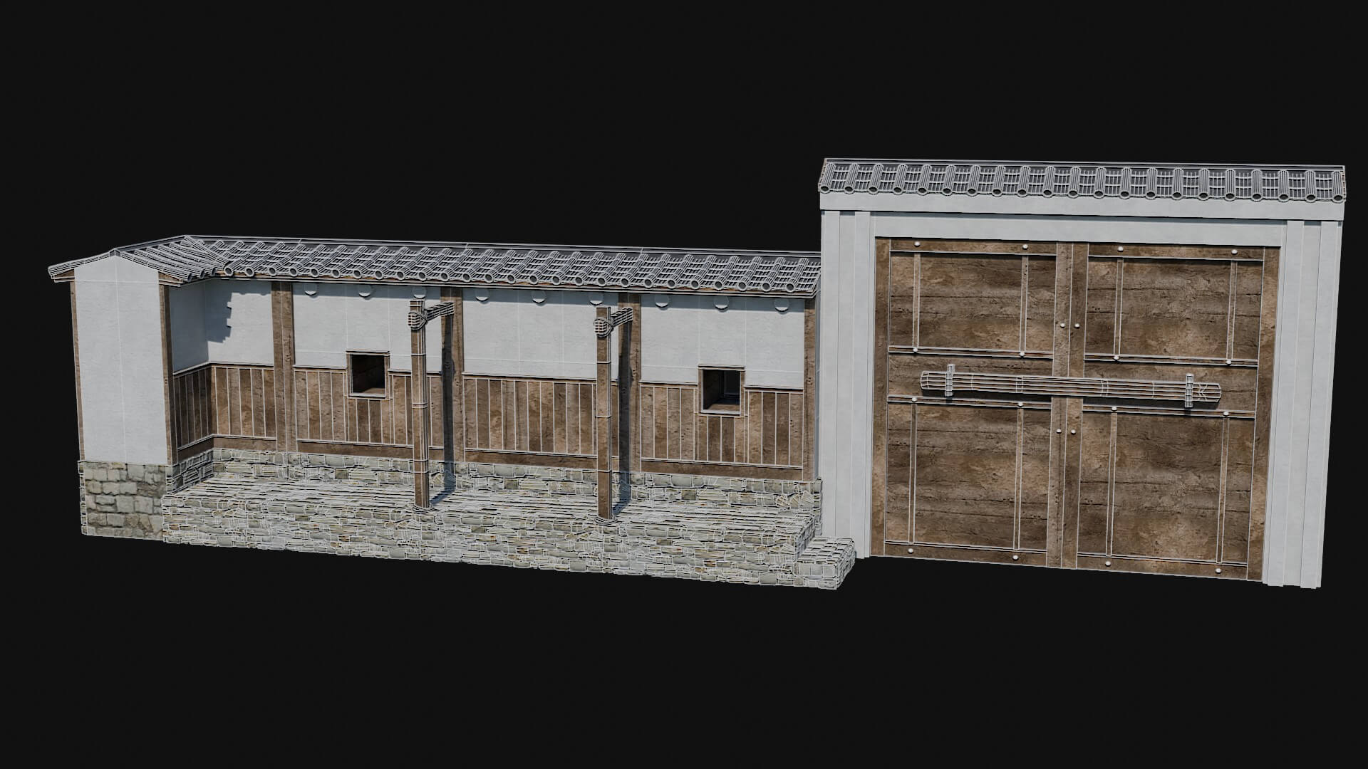 Modular Japanese Feudal Walls Collection - 3D Model by Enterables