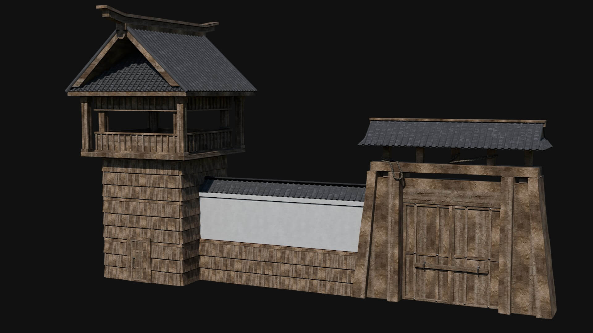 Modular Japanese Feudal Walls Collection - 3D Model by Enterables
