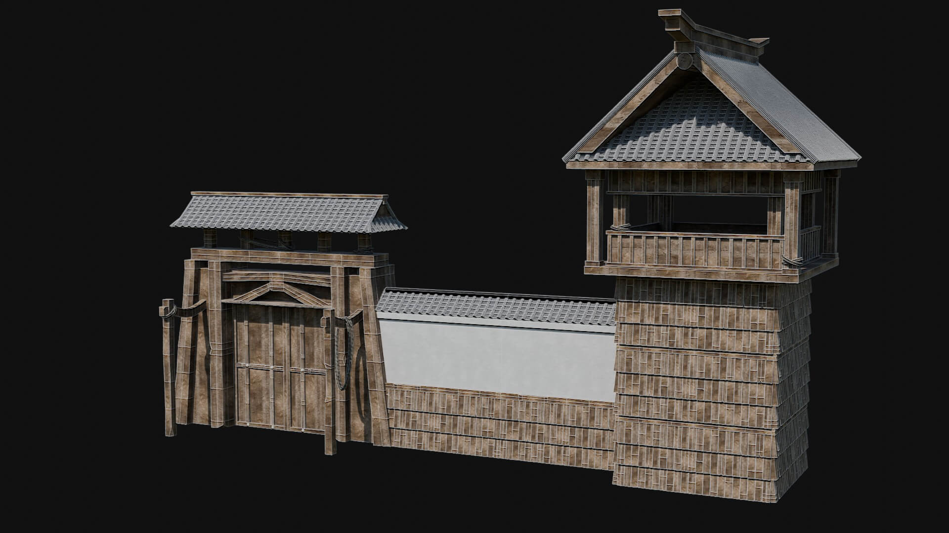 Modular Japanese Feudal Walls Collection - 3D Model by Enterables