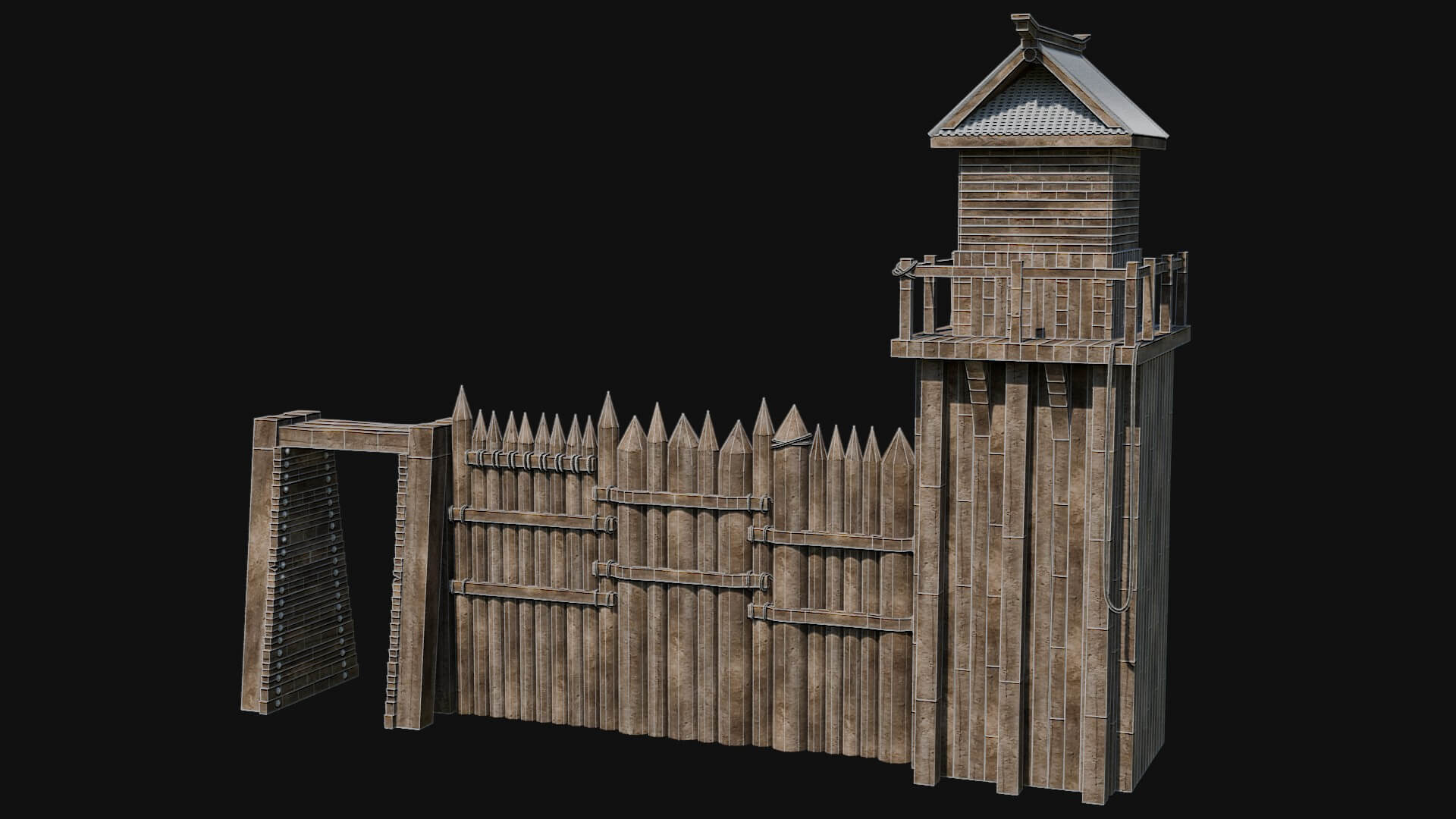 Modular Japanese Feudal Walls Collection - 3D Model by Enterables