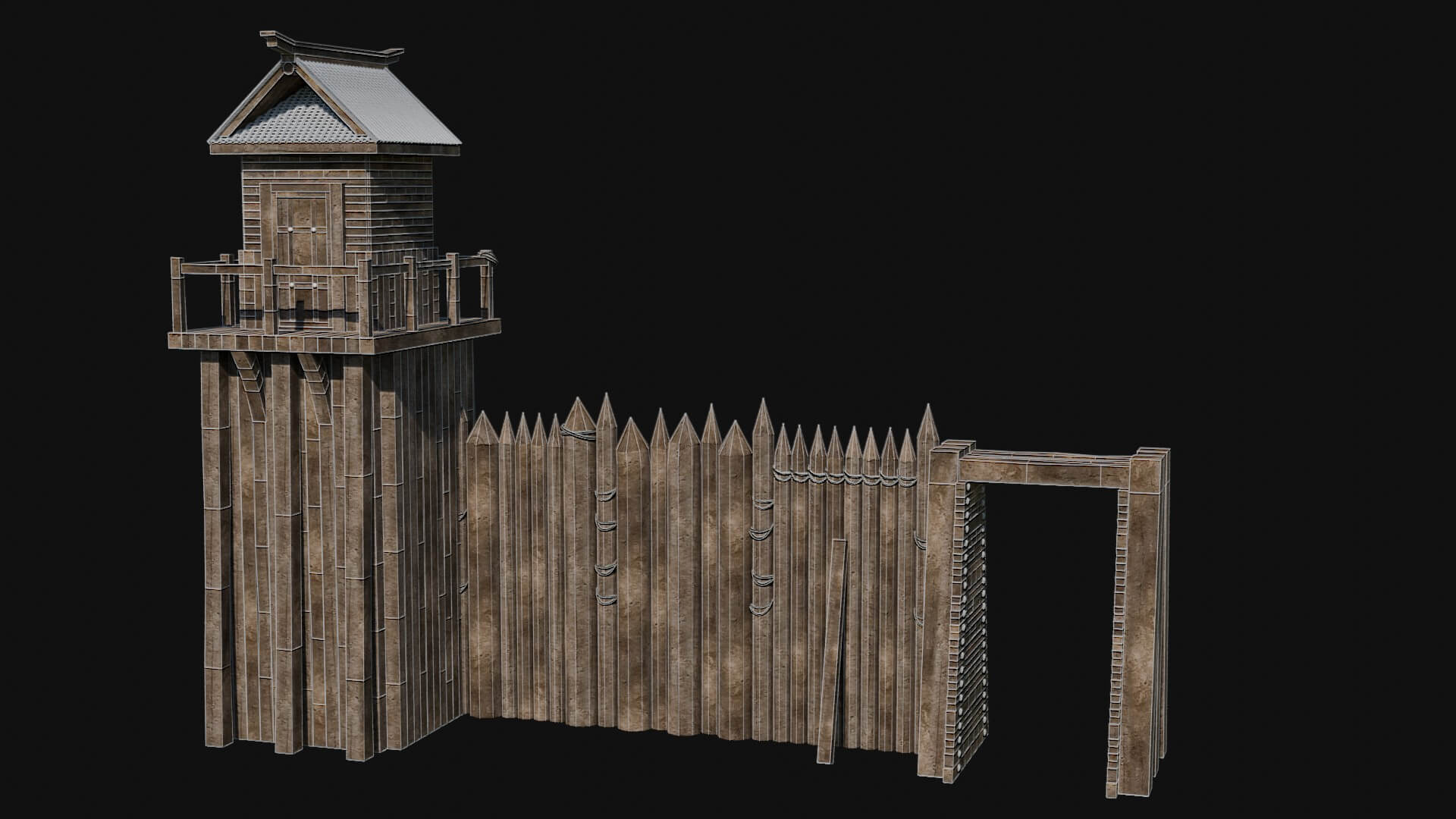 Modular Japanese Feudal Walls Collection - 3D Model by Enterables