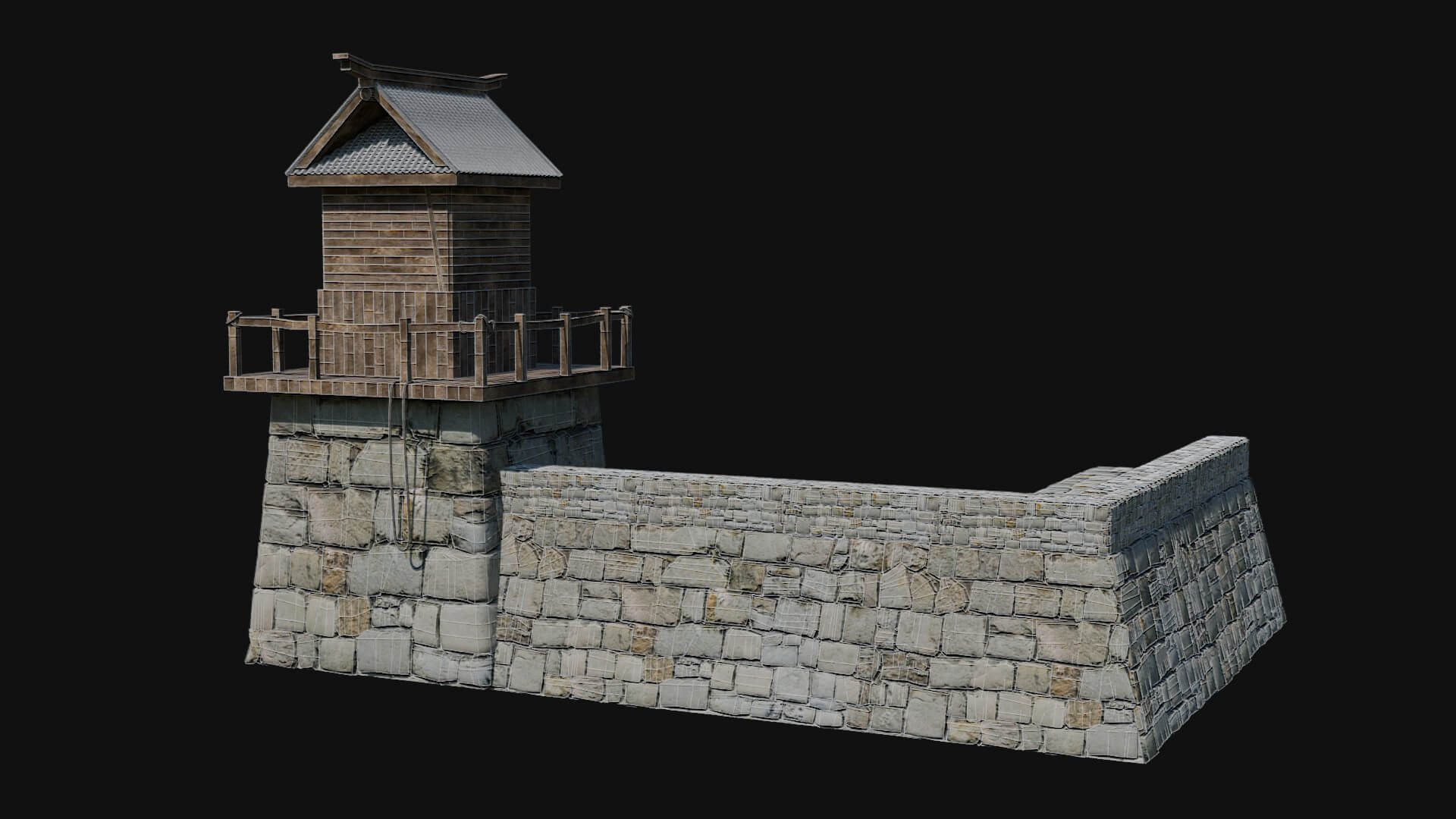 Modular Japanese Feudal Walls Collection - 3D Model by Enterables