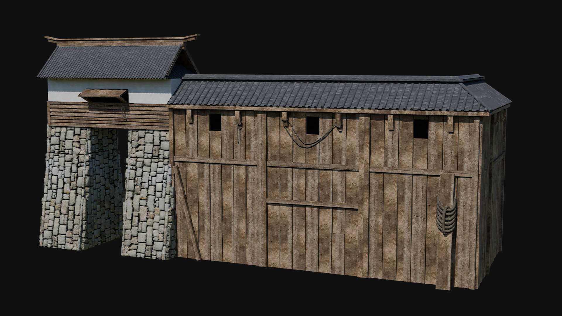 Modular Japanese Feudal Walls Collection - 3D Model by Enterables