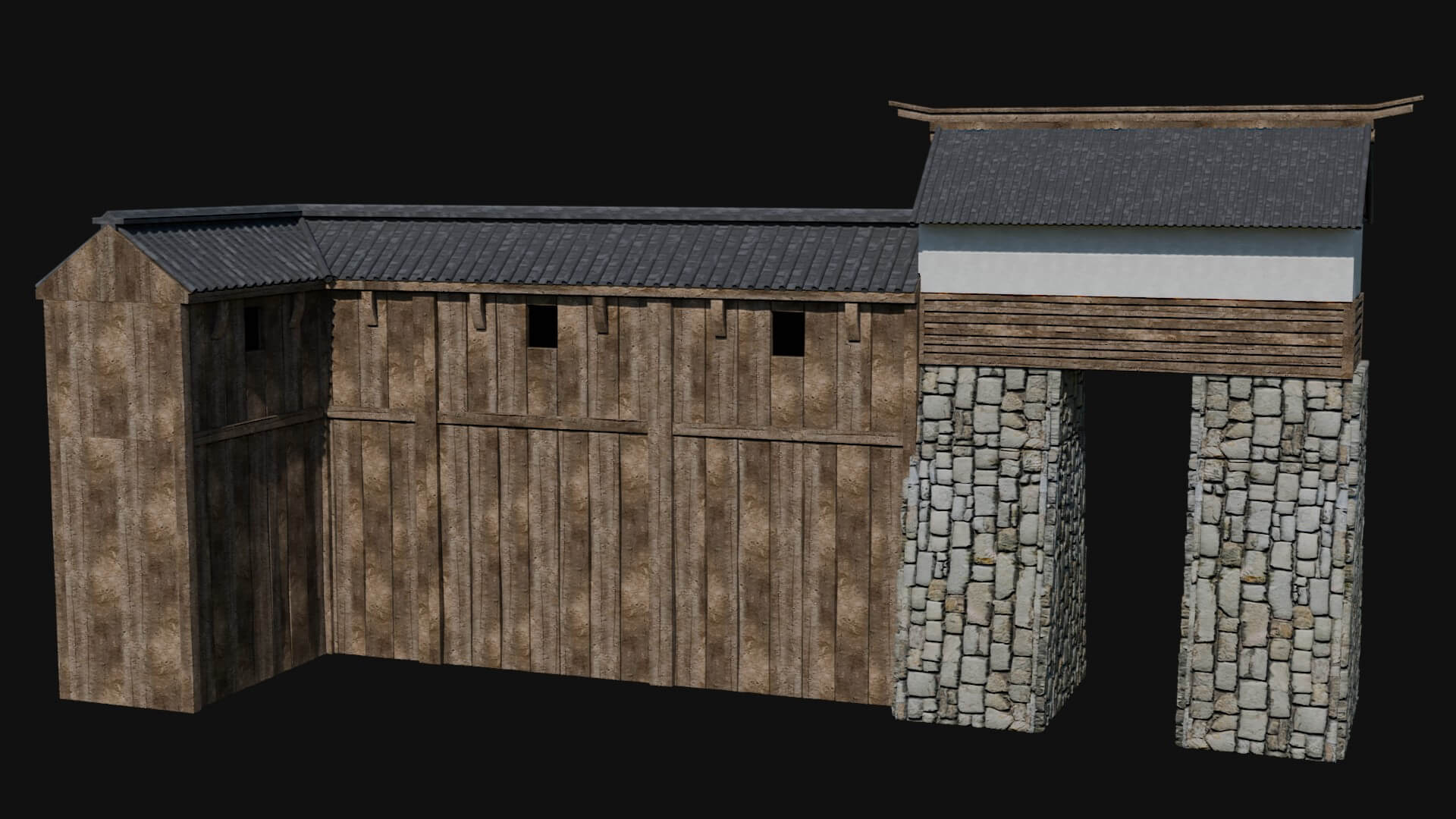 Modular Japanese Feudal Walls Collection - 3D Model by Enterables
