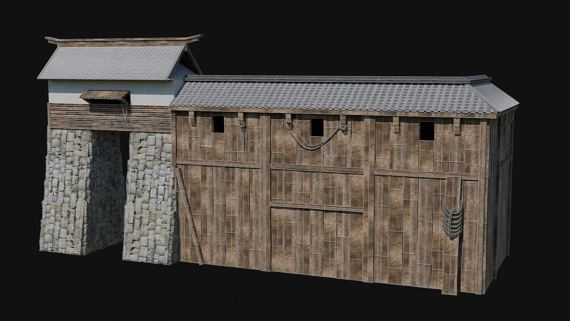 Modular Japanese Feudal Walls Collection - 3D Model by Enterables