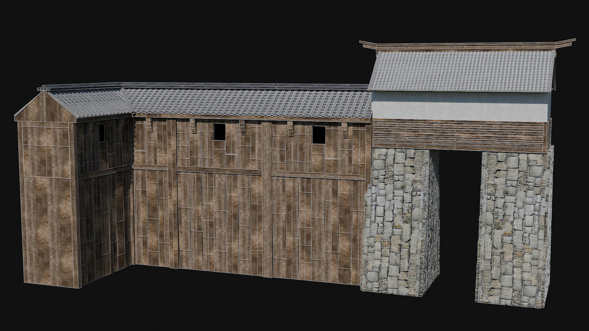 Modular Japanese Feudal Walls Collection - 3D Model by Enterables