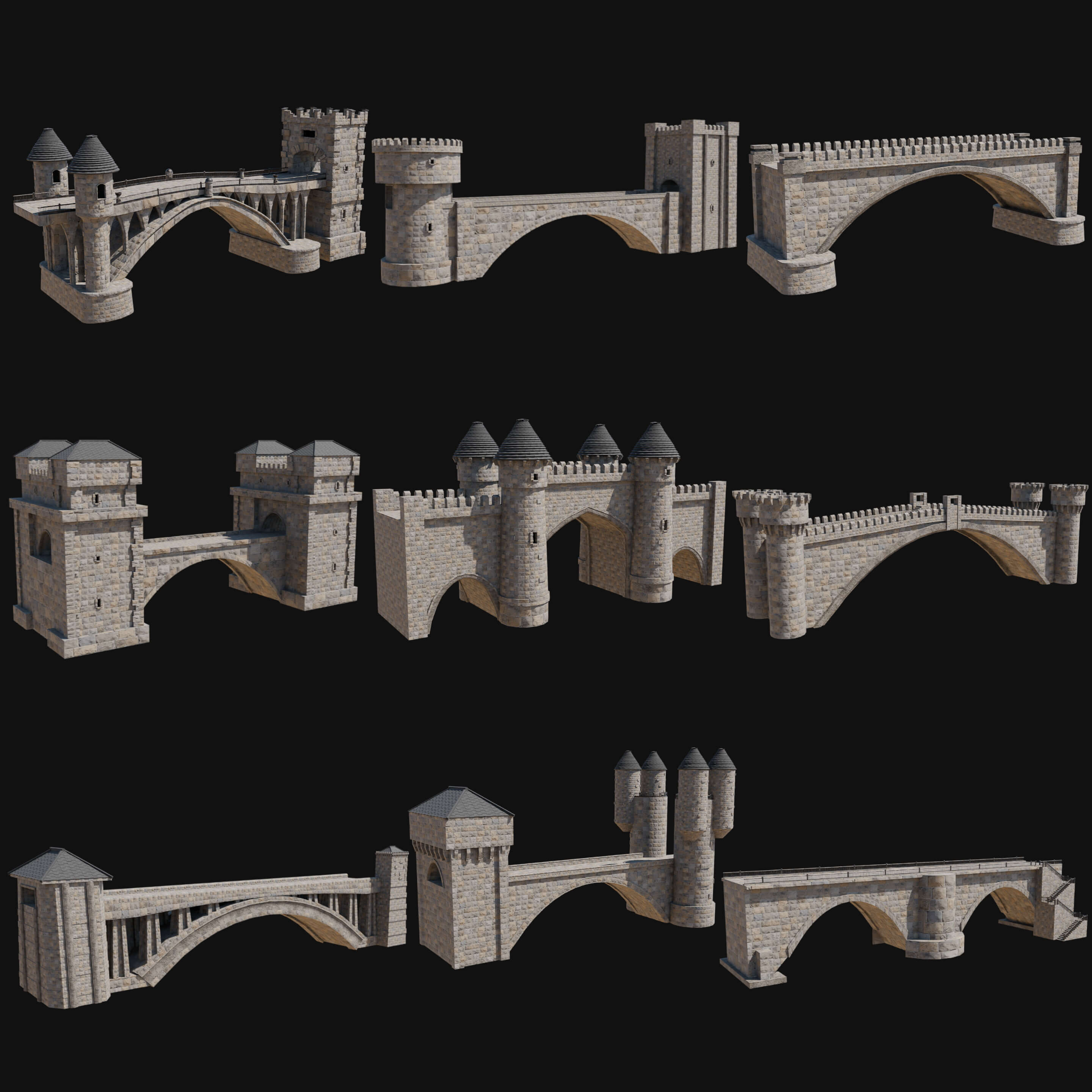 Monumental Castle Bridges Collection - 3D Model by Enterables