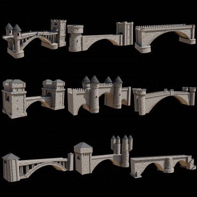 Monumental Castle Bridges Collection - 3D Model by Enterables