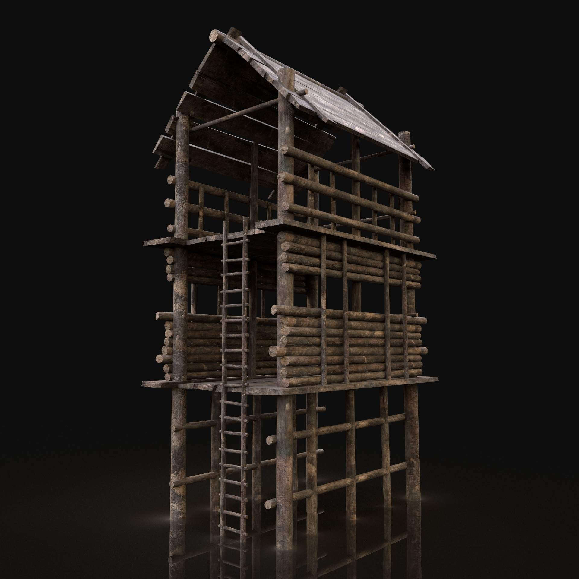 Forest Wooden Watchtower - 3D Model by Enterables