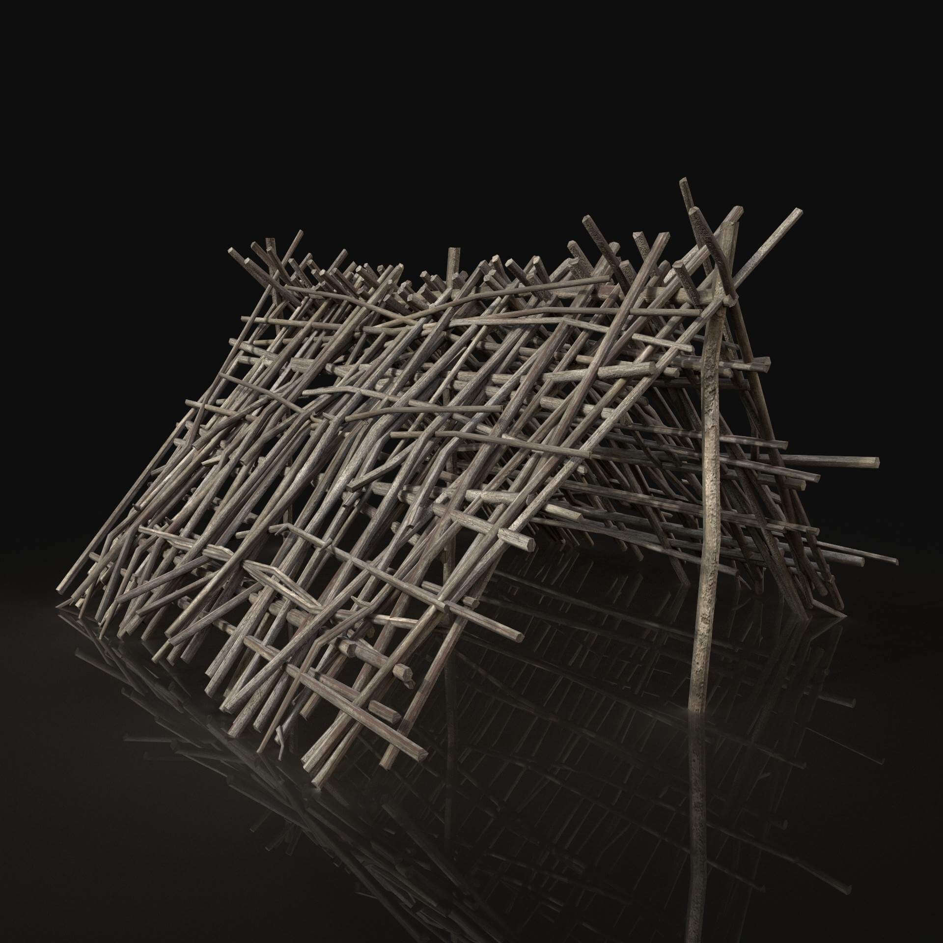 Shelter Hut Made of Sticks - 3D Model by Enterables