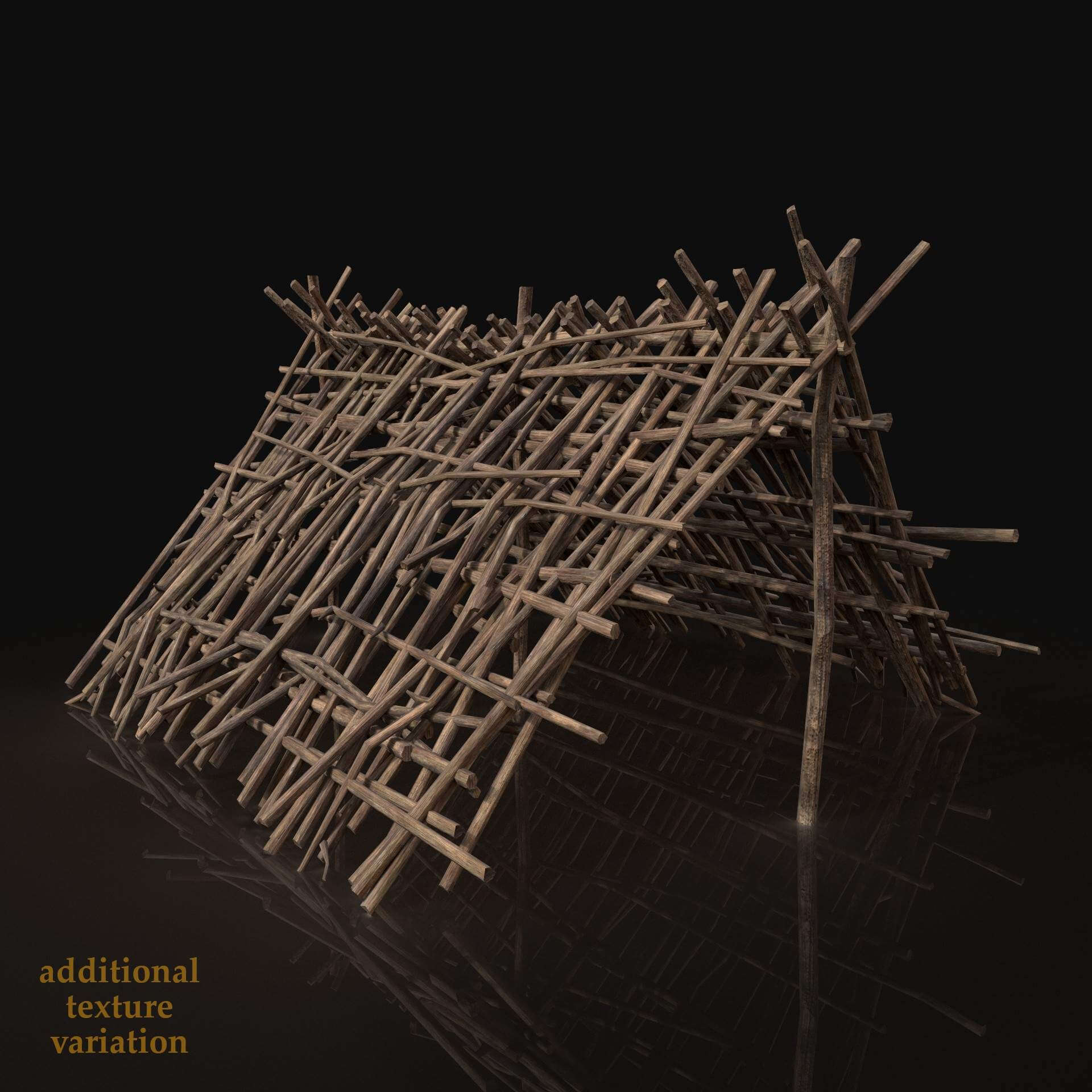 Shelter Hut Made of Sticks - 3D Model by Enterables