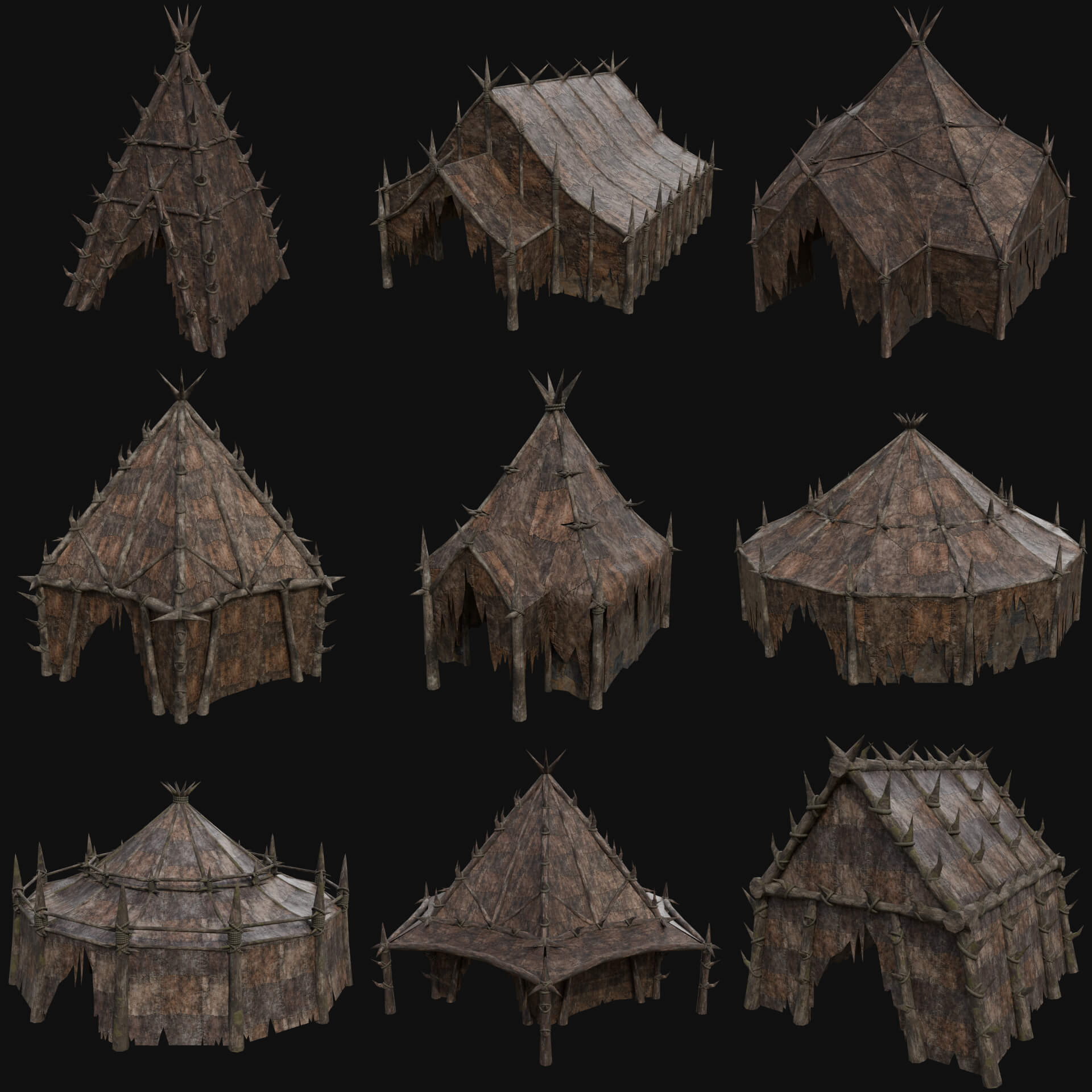 Orcish Barbarian Tents Collection - 3D Model by Enterables