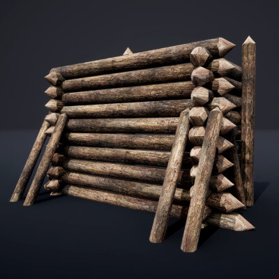 Palisade Wall Barrier 11 - 3D Model by Enterables