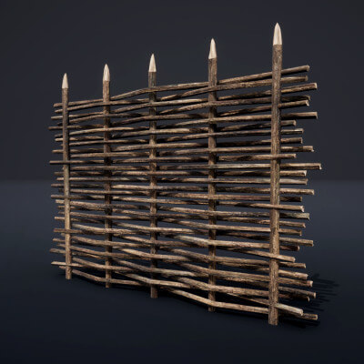 Palisade Wall Barrier 12 - 3D Model by Enterables