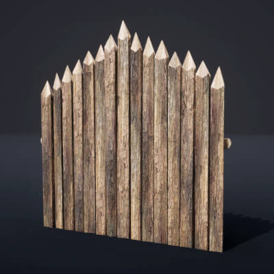Palisade Wall Barrier 8 - 3D Model by Enterables