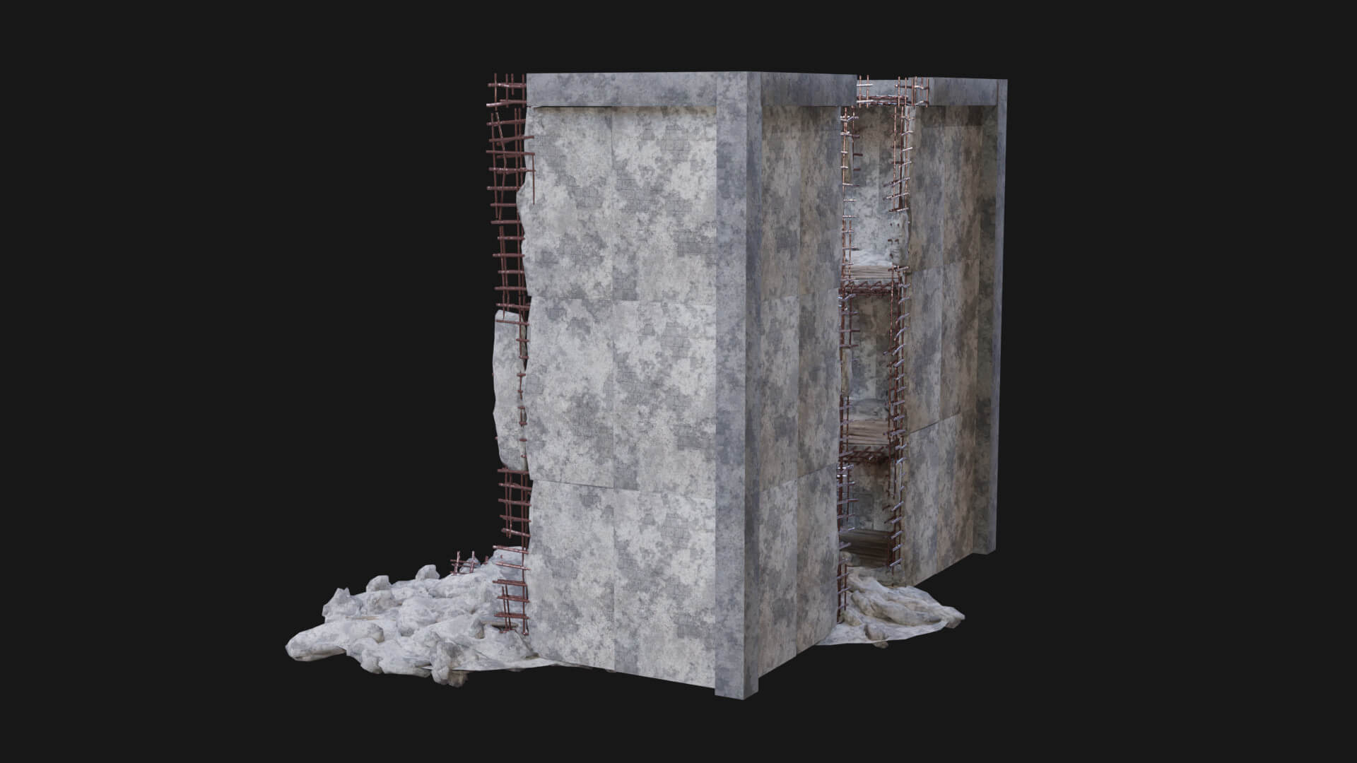 Post Apo Destroyed Civic Building Collection - 3D Model by Enterables