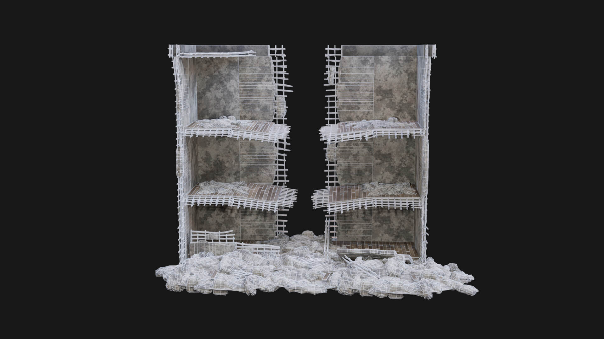 Post Apo Destroyed Civic Building Collection - 3D Model by Enterables