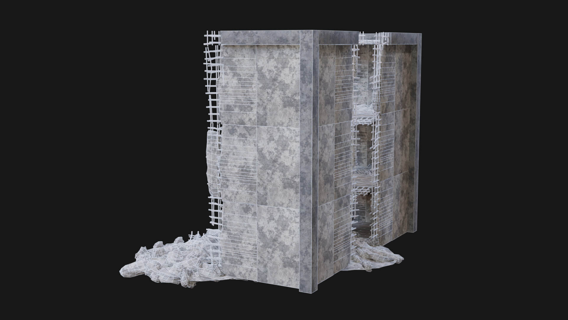 Post Apo Destroyed Civic Building Collection - 3D Model by Enterables