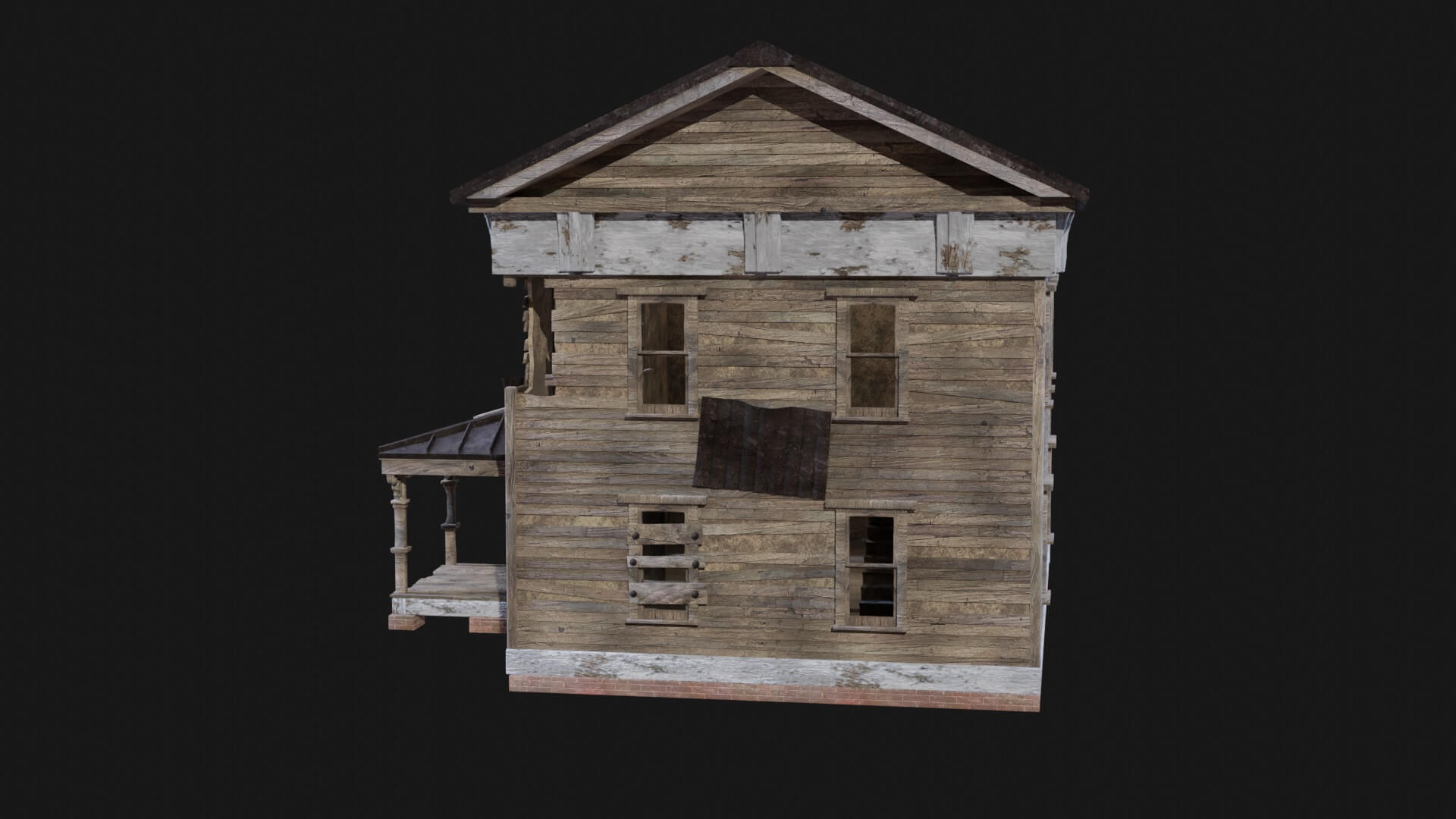 Post Apo Destroyed House Cabin Collection - 3D Model by Enterables