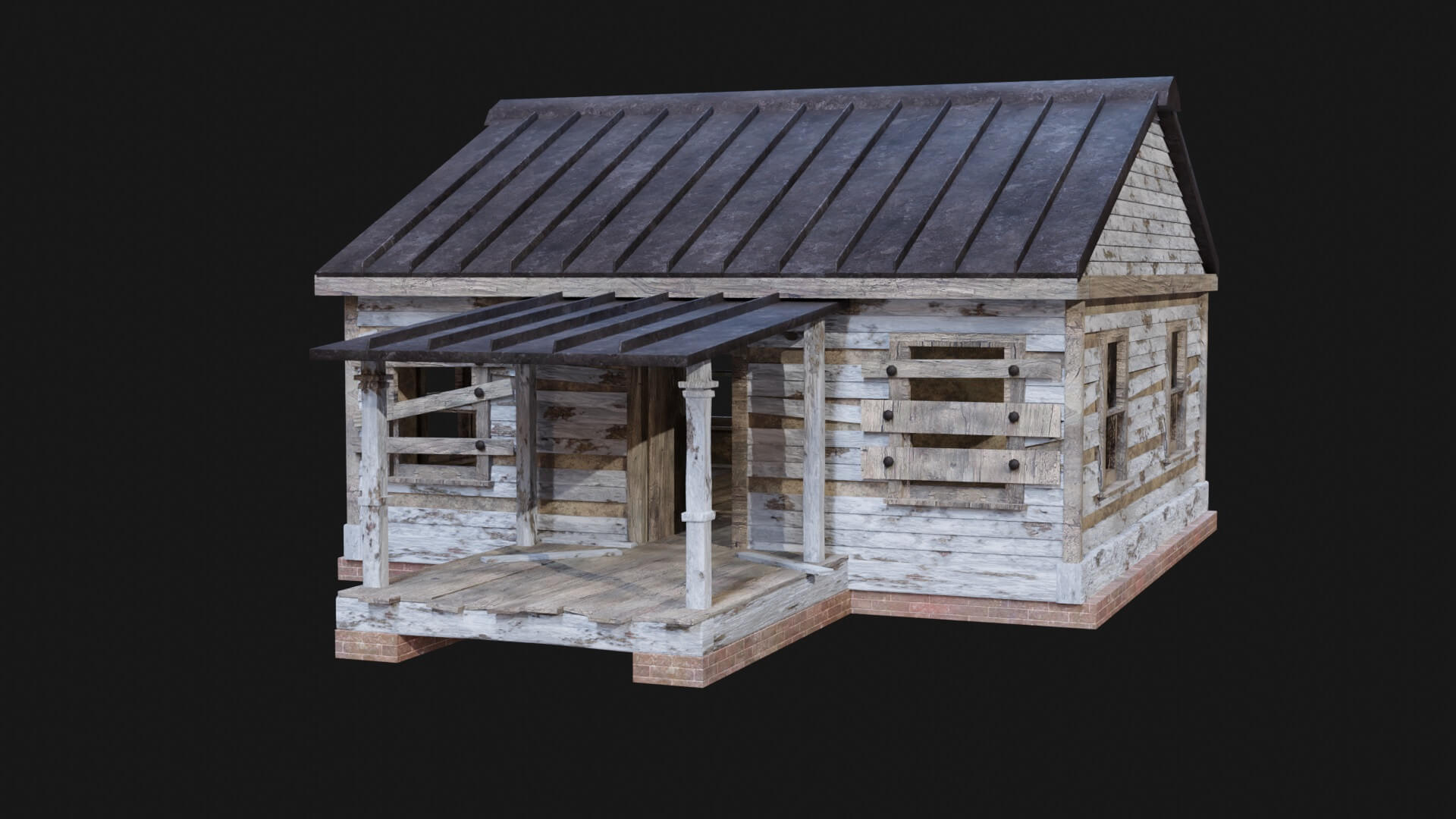 Post Apo Destroyed House Cabin Collection - 3D Model by Enterables