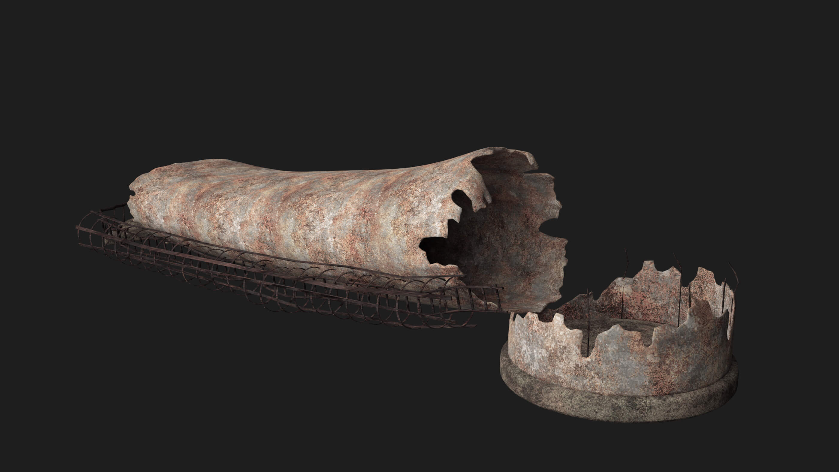 Post Apo Destroyed Silo Tank Collection - 3D Model by Enterables