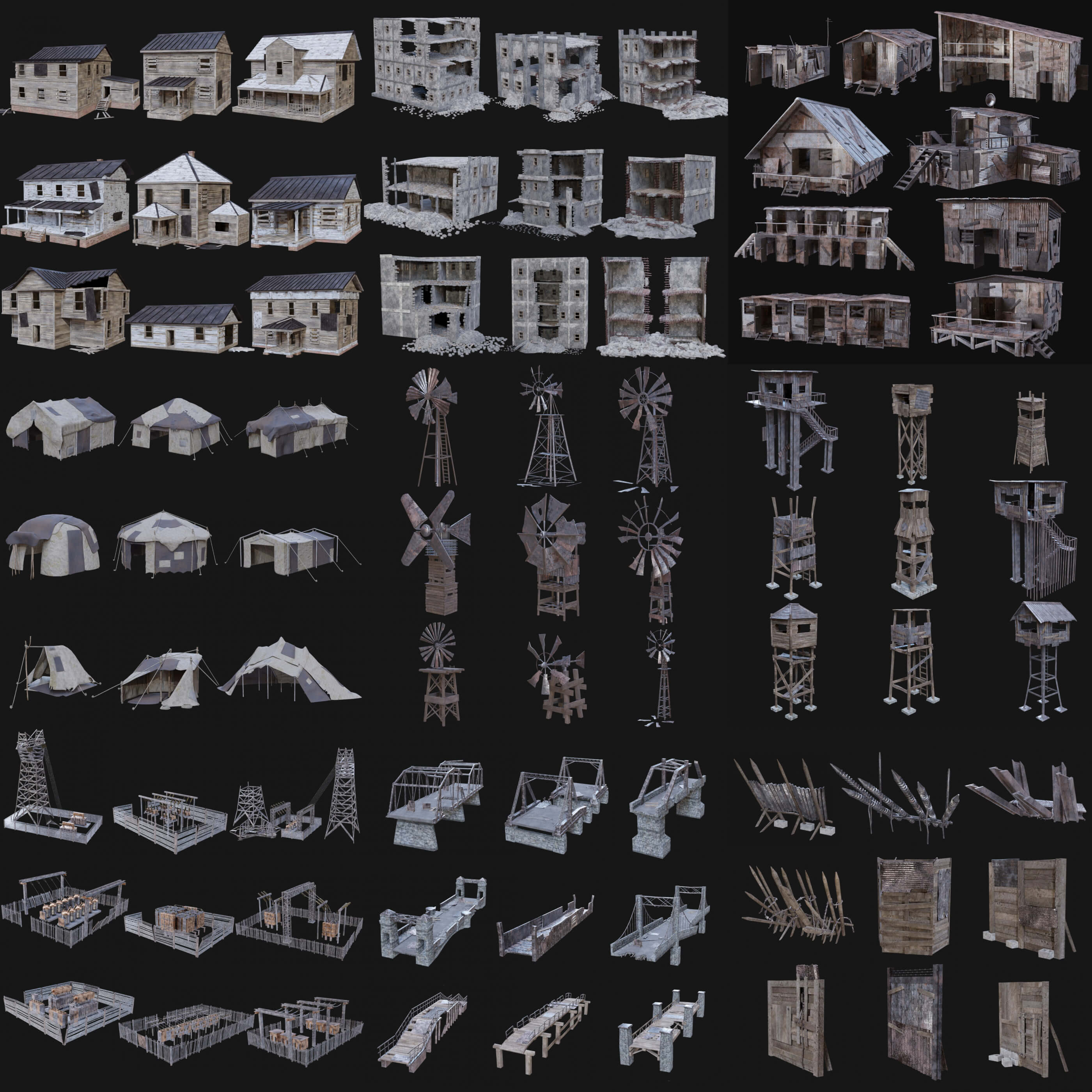 Post Apo Improvised Destroyed City Builder - 3D Model by Enterables