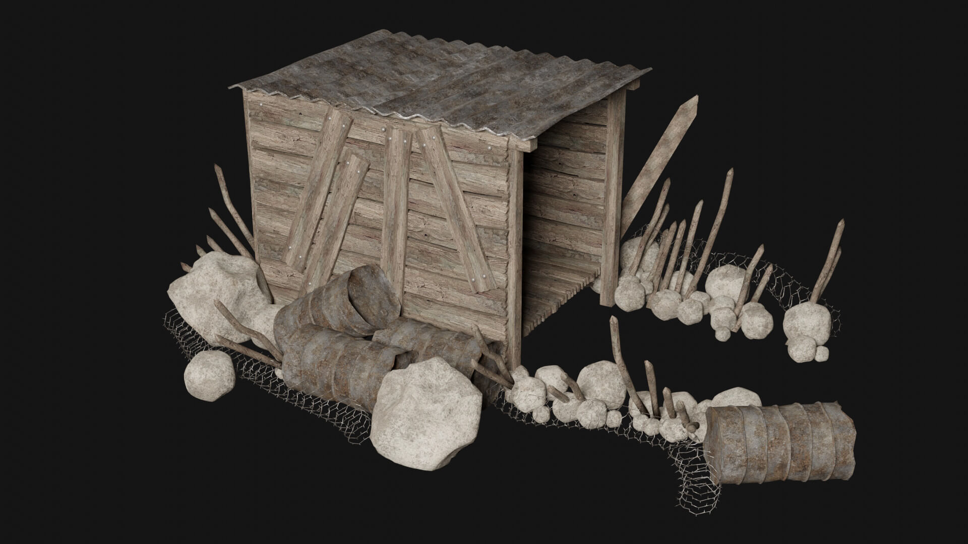 Post Apo Improvised Shelter Hut Collection - 3D Model by Enterables