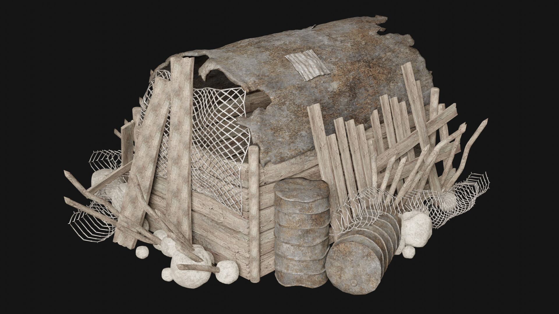 Post Apo Improvised Shelter Hut Collection - 3D Model by Enterables