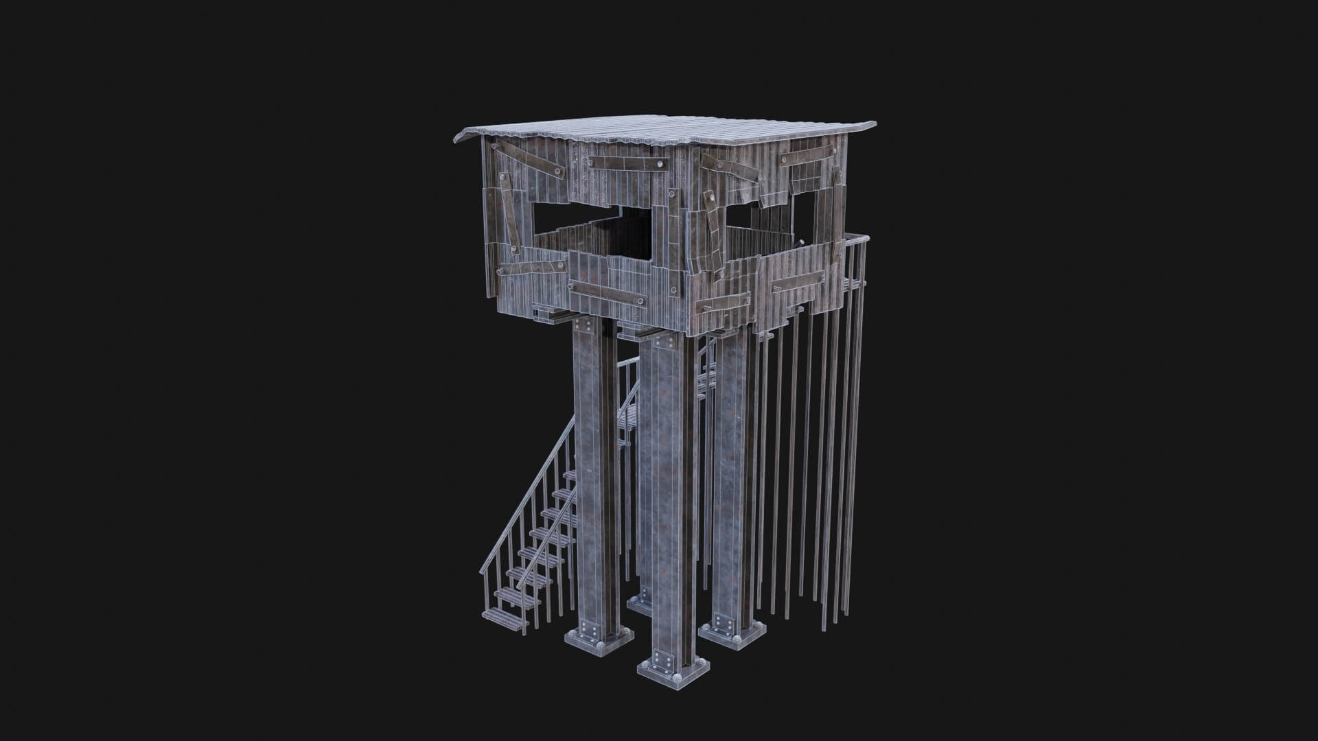 Post Apo Improvised Watchtower Shelter Collection - 3D Model by Enterables