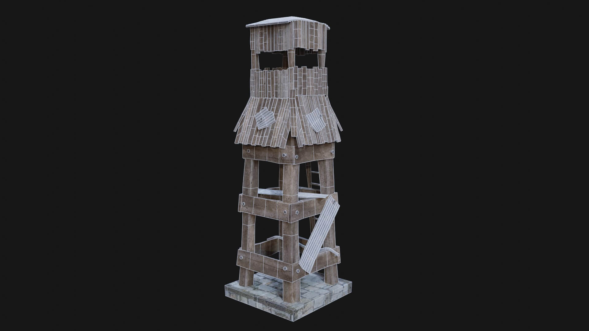 Post Apo Improvised Watchtower Shelter Collection - 3D Model by Enterables
