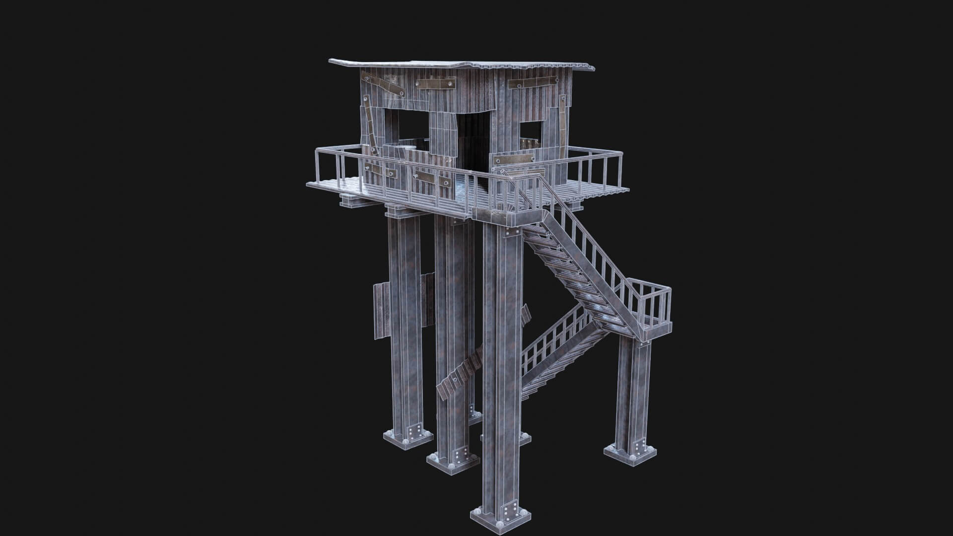 Post Apo Improvised Watchtower Shelter Collection - 3D Model by Enterables