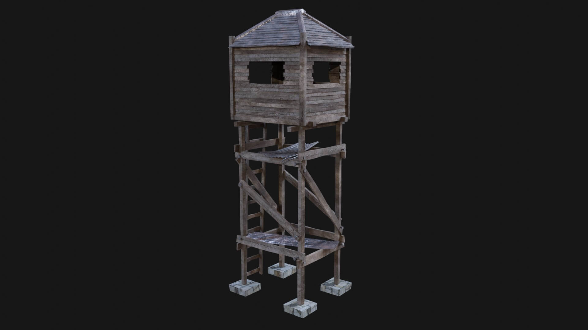 Post Apo Improvised Watchtower Shelter Collection - 3D Model by Enterables