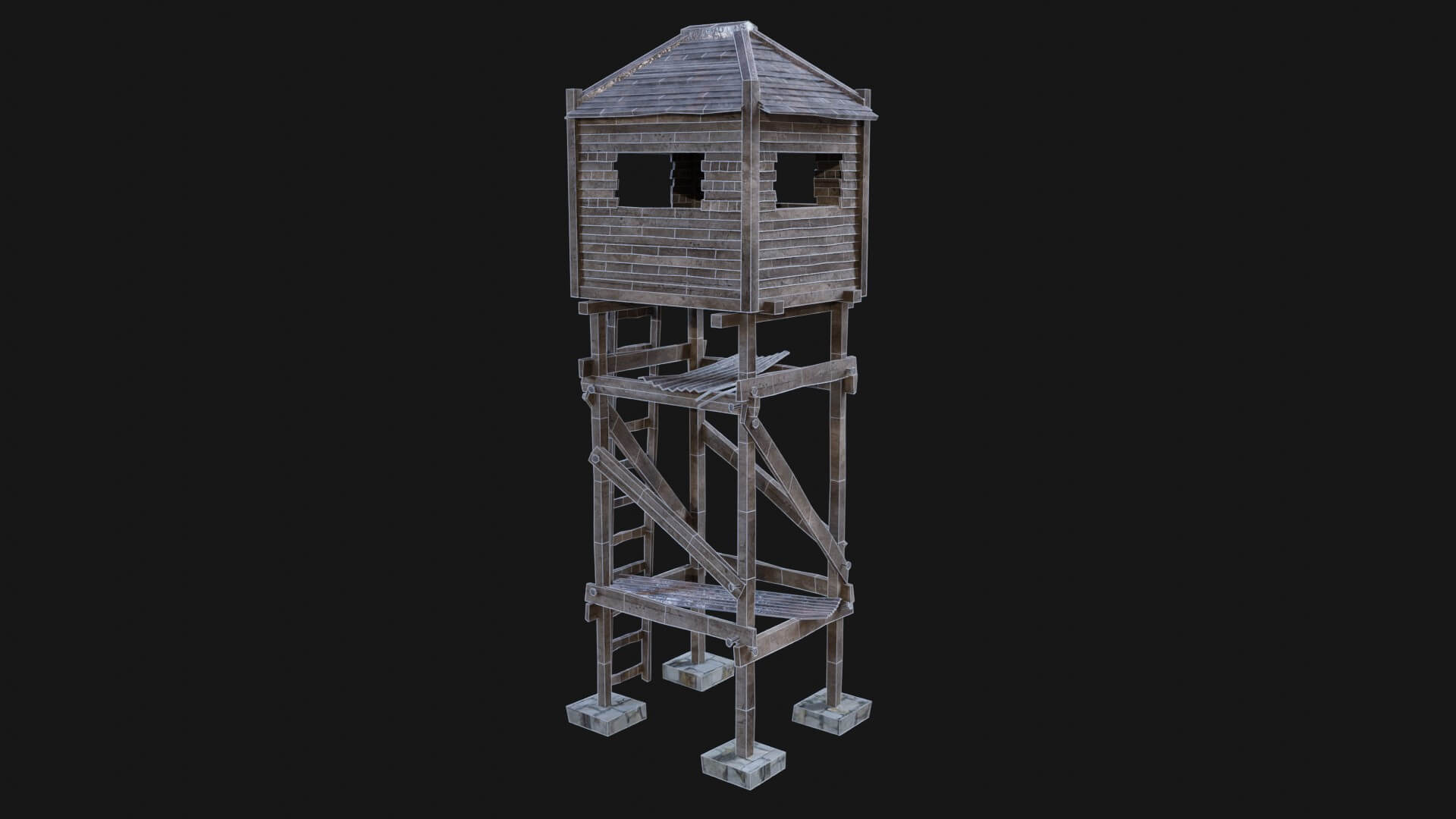 Post Apo Improvised Watchtower Shelter Collection - 3D Model by Enterables