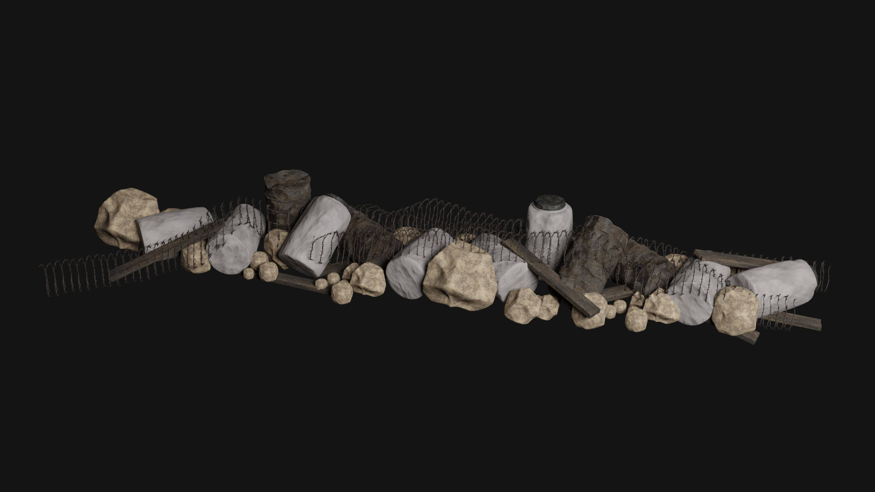 Post Apo Palisade Fence Improvised Barricade Collection - 3D Model by ...