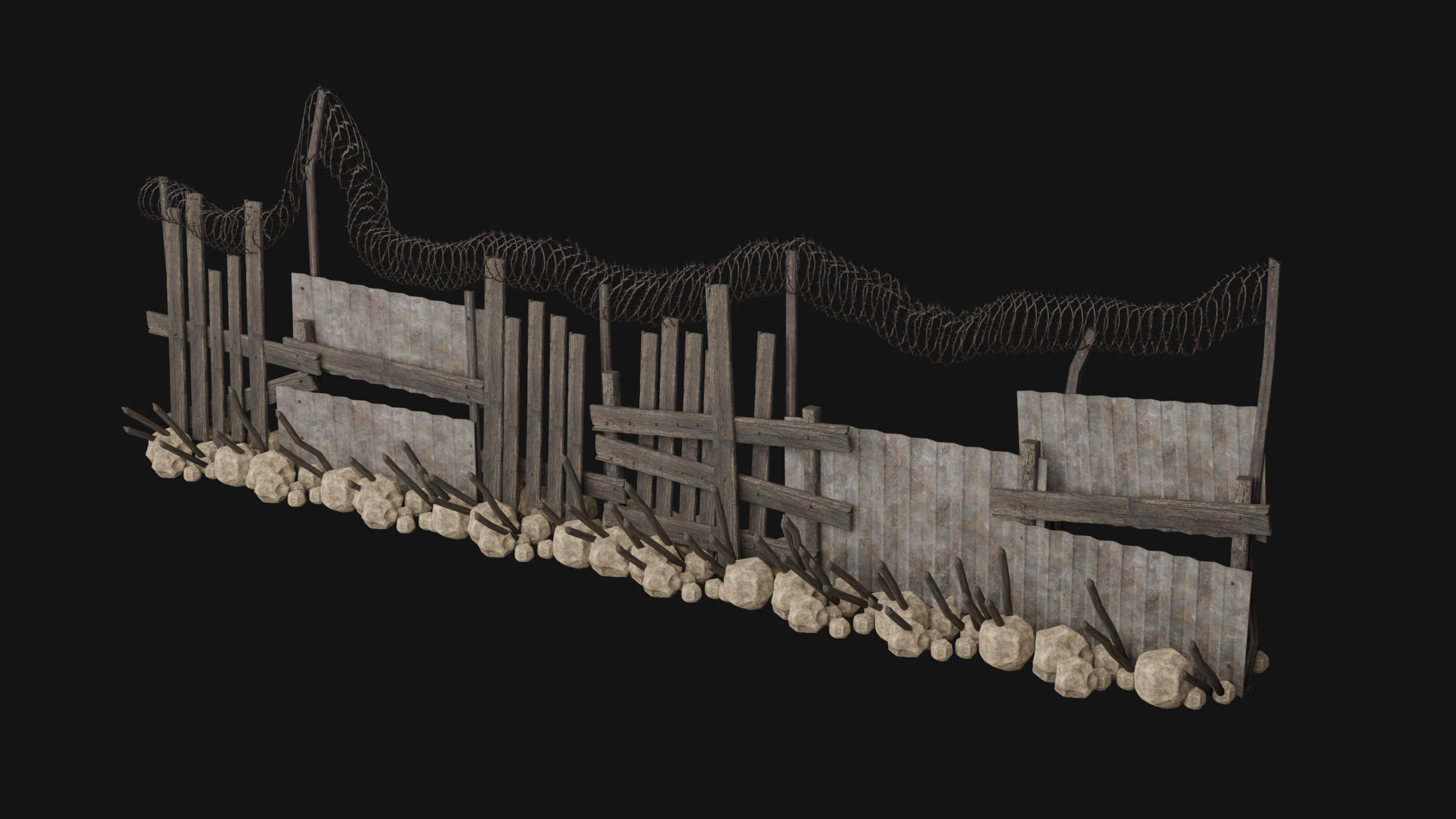 Post Apo Palisade Fence Improvised Barricade Collection - 3D Model by ...