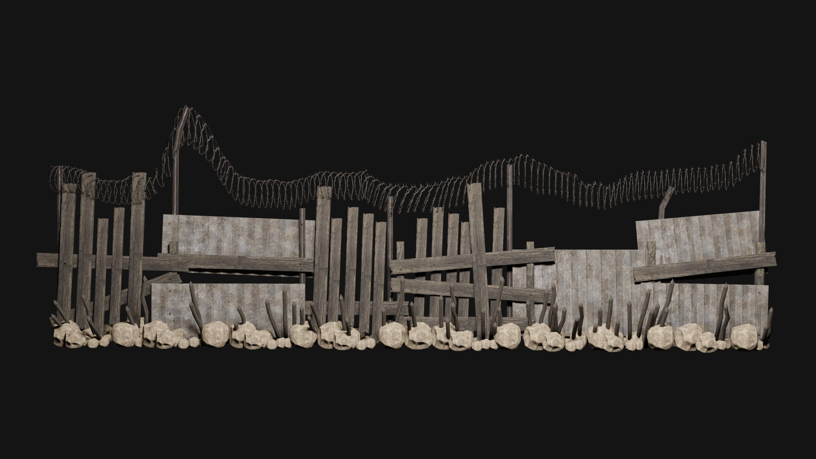 Post Apo Palisade Fence Improvised Barricade Collection - 3D Model by ...