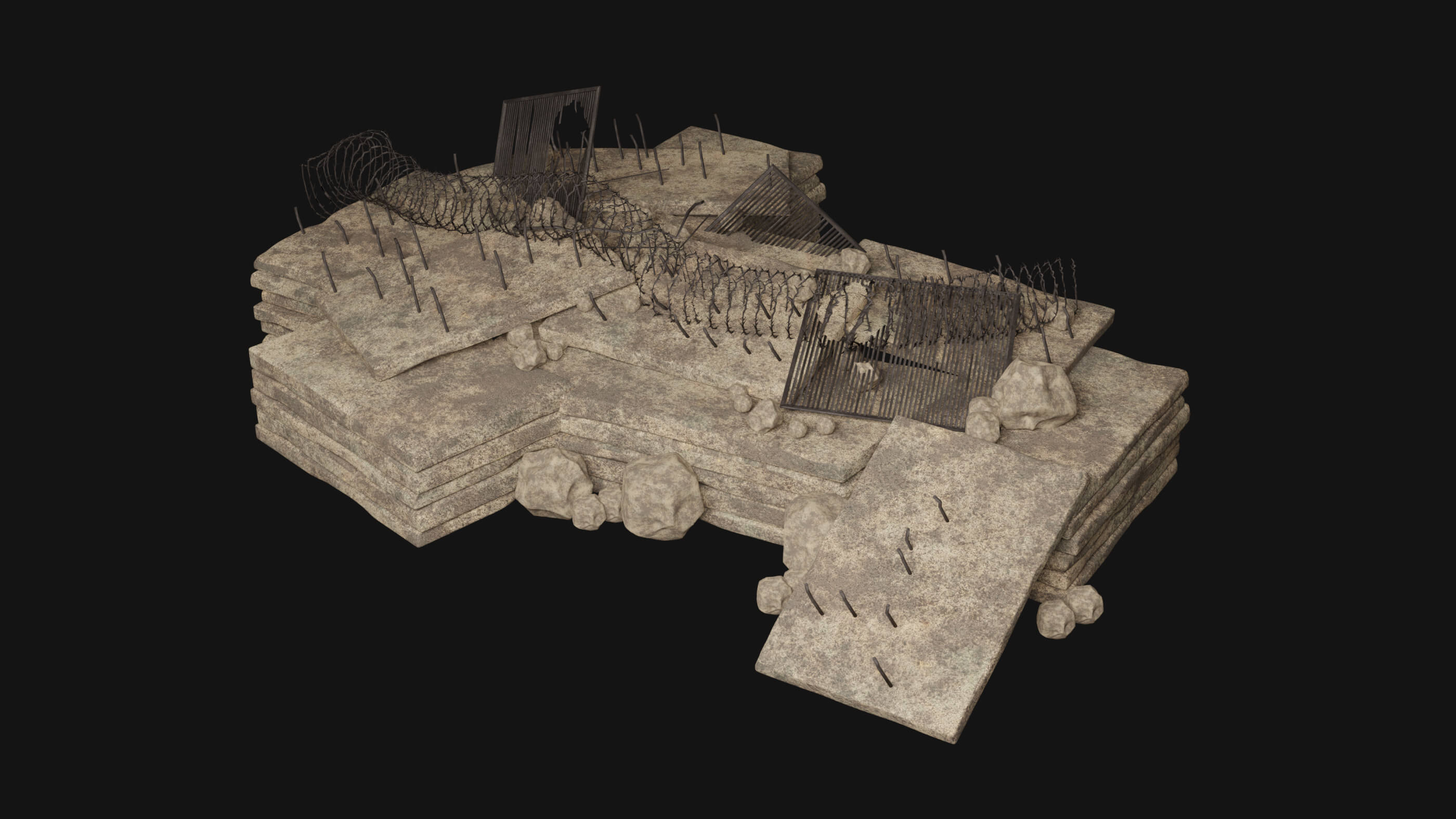 Post Apo Palisade Fence Improvised Barricade Collection - 3D Model by ...