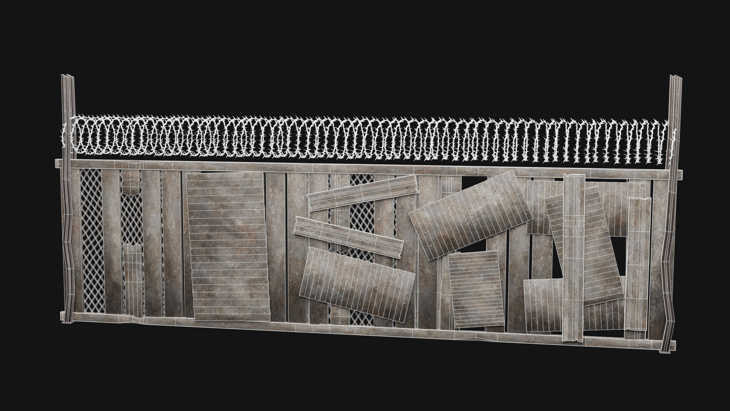 Post Apo Palisade Fence Improvised Barricade Collection - 3D Model by ...