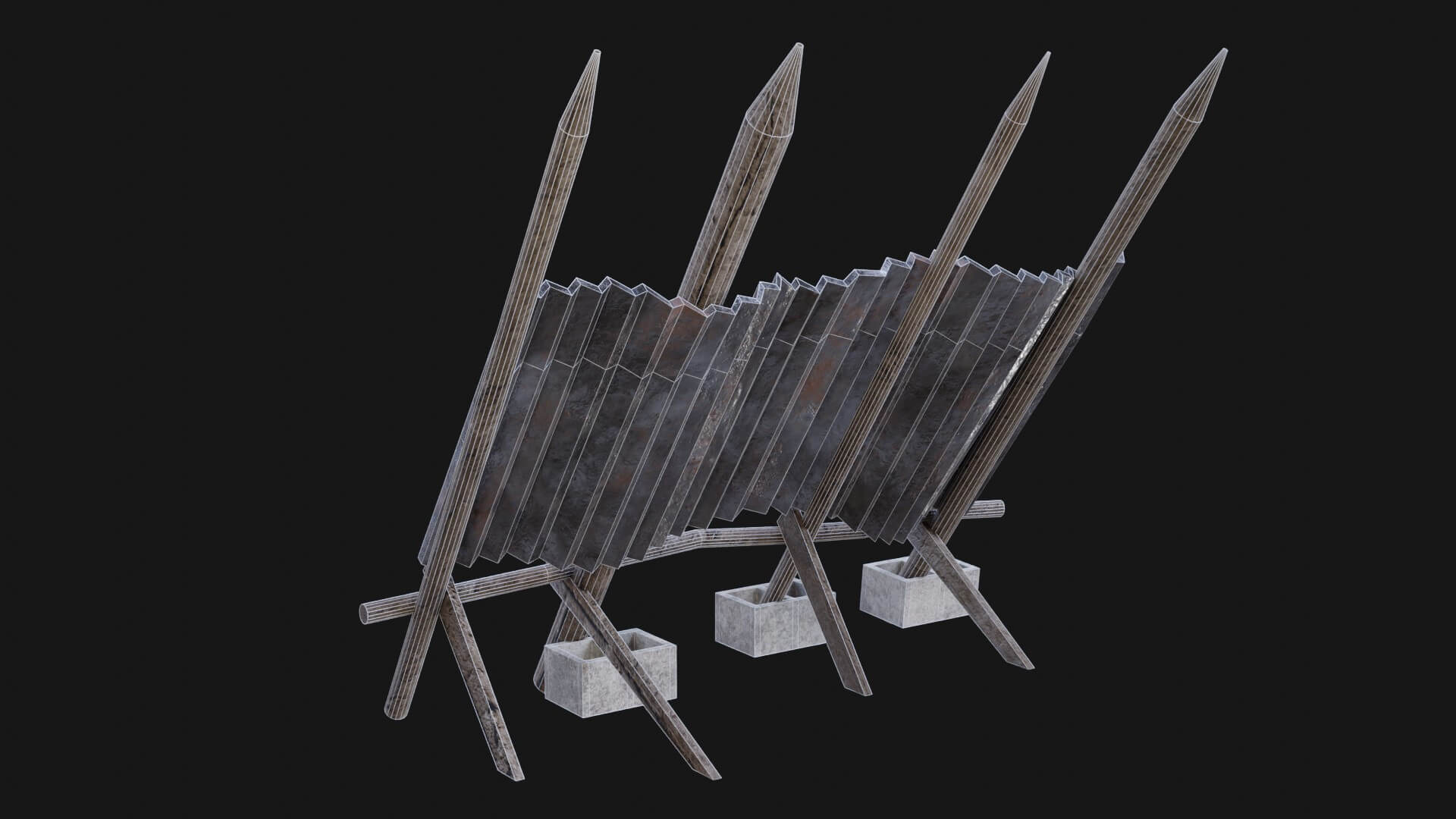 Post Apo Palisade Fence Improvised Barrier Collection - 3D Model by ...