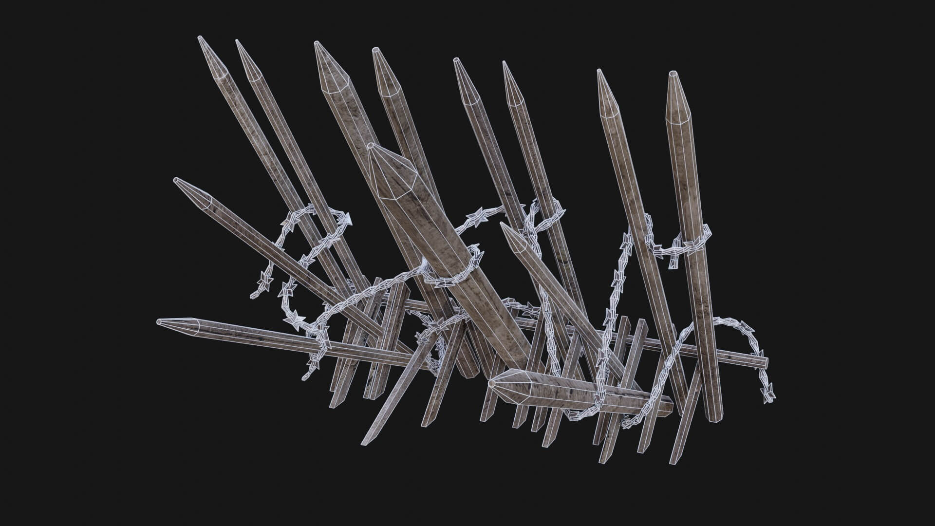 Post Apo Palisade Fence Improvised Barrier Collection - 3D Model by ...